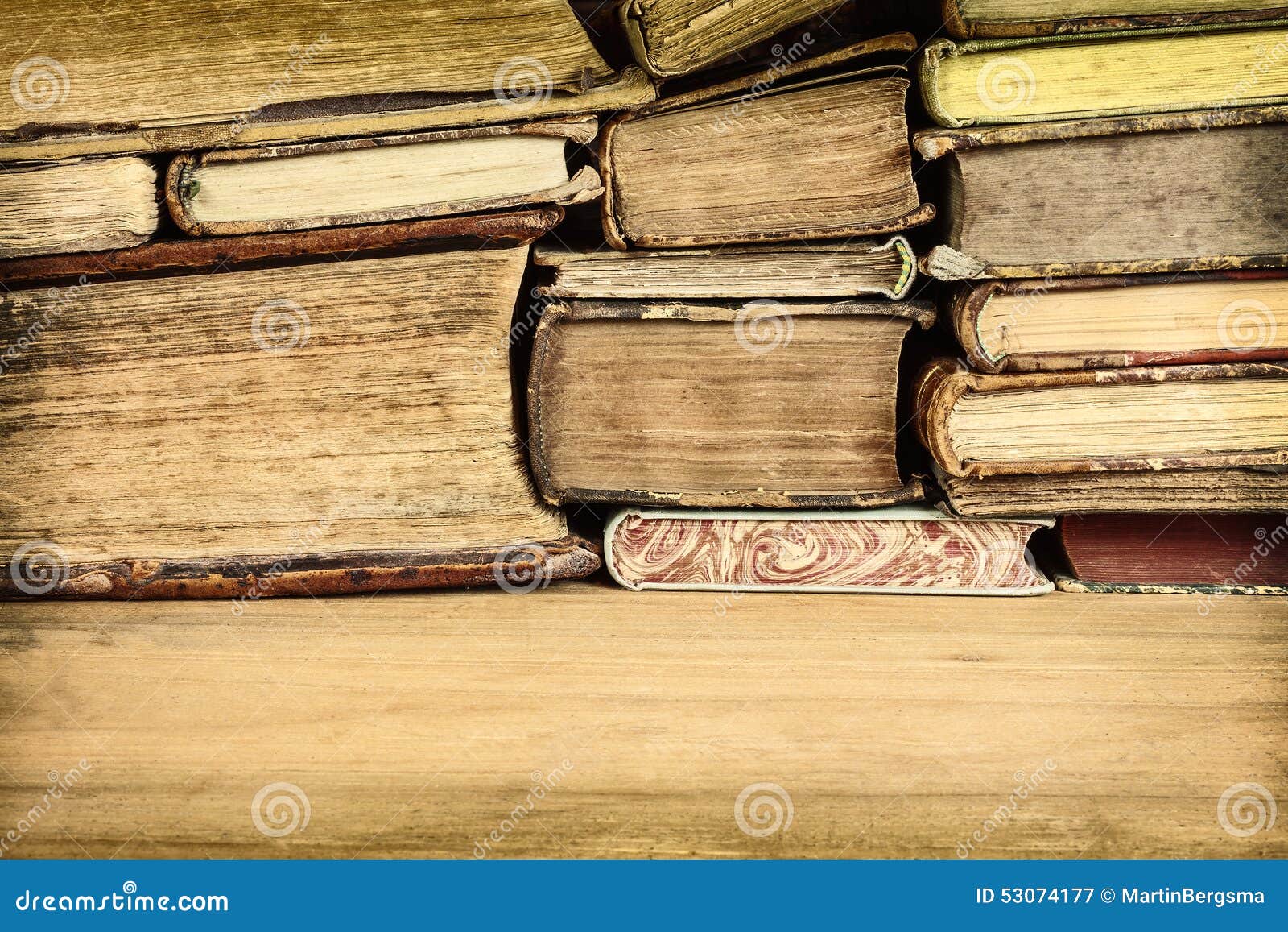 Sepia Toned Image of Old Books on a Table Stock Image - Image of wooden ...