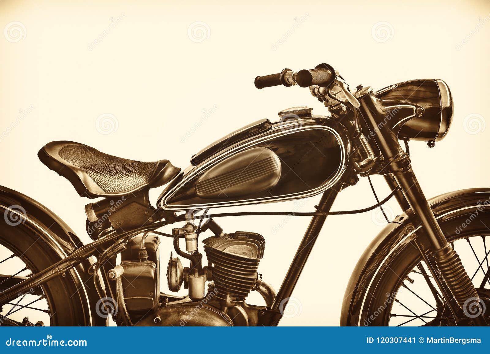 Sepia Toned Image of a Vintage Motorcycle Stock Image - Image of ...