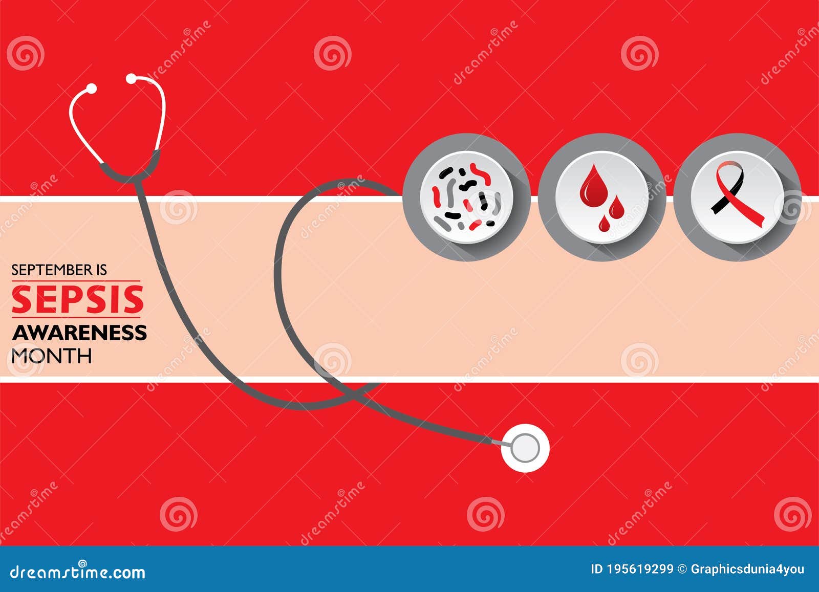Sepsis Awareness Month Banner. Flat Design Poster With Black And Red ...