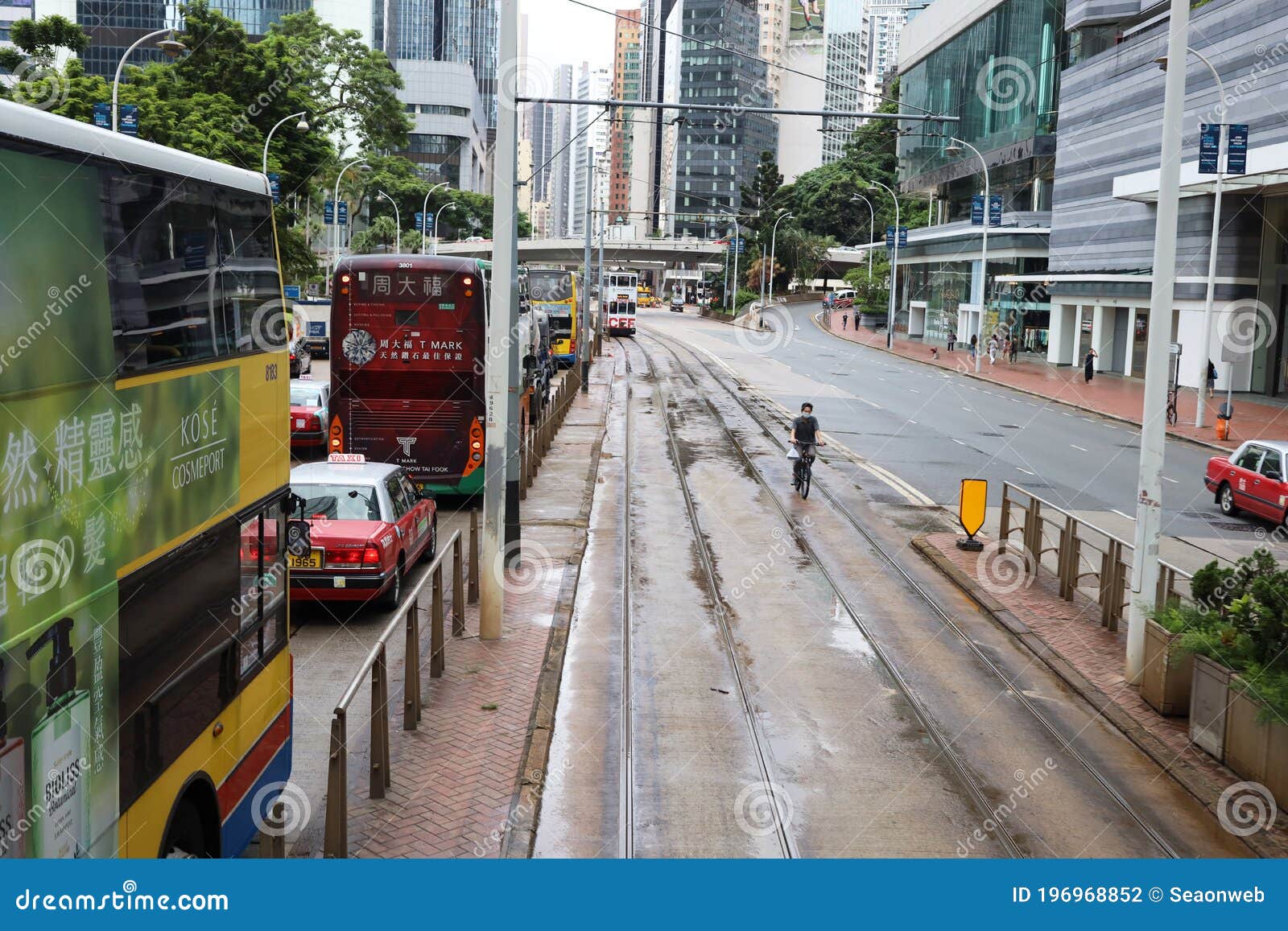 View Of Tram Rail Tracks Showing The Cable System Which Pulls The Trams ...