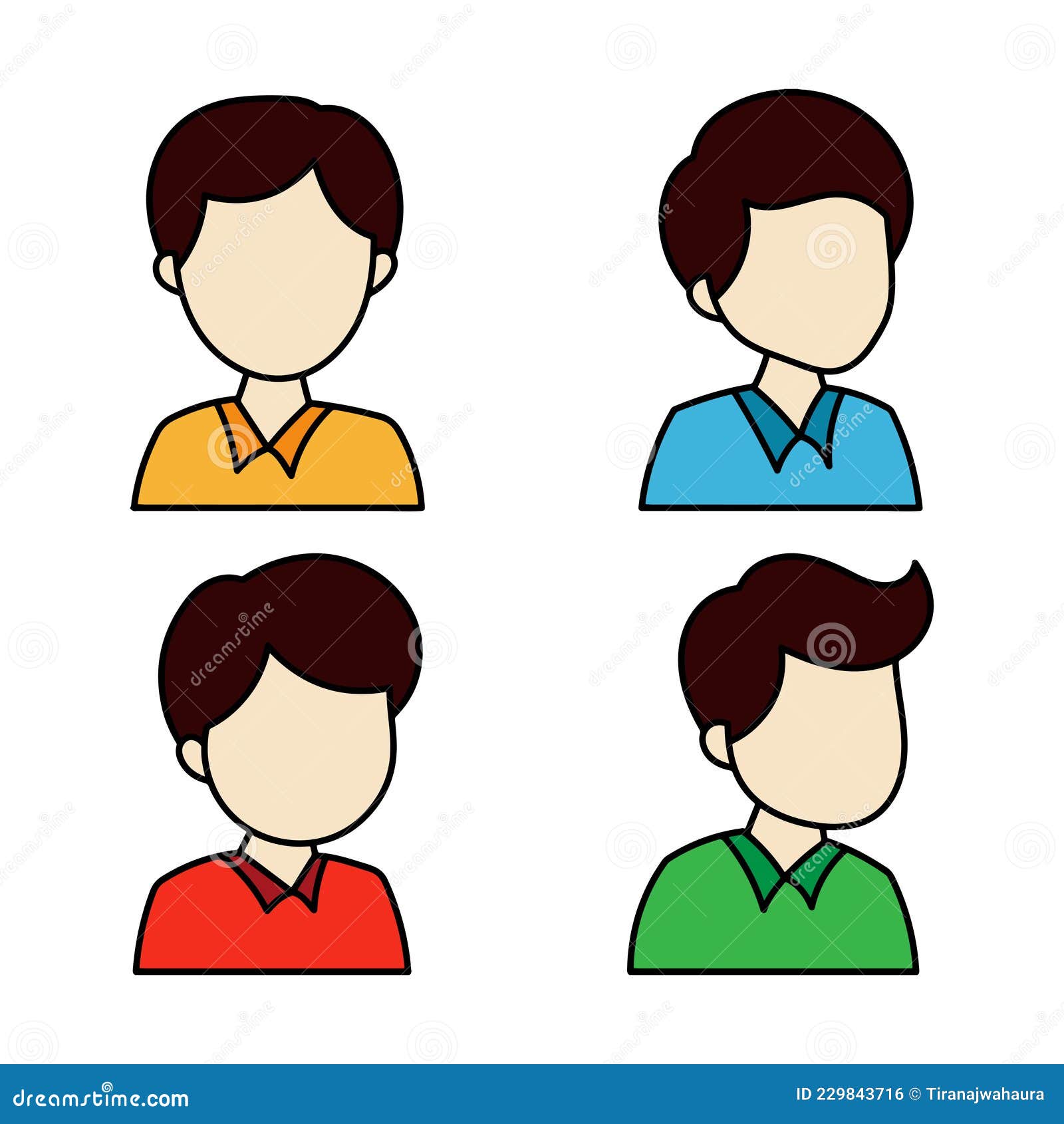 Simple Boy Kids Avatar, Colored Hand Drawn Vector Illustration Stock ...