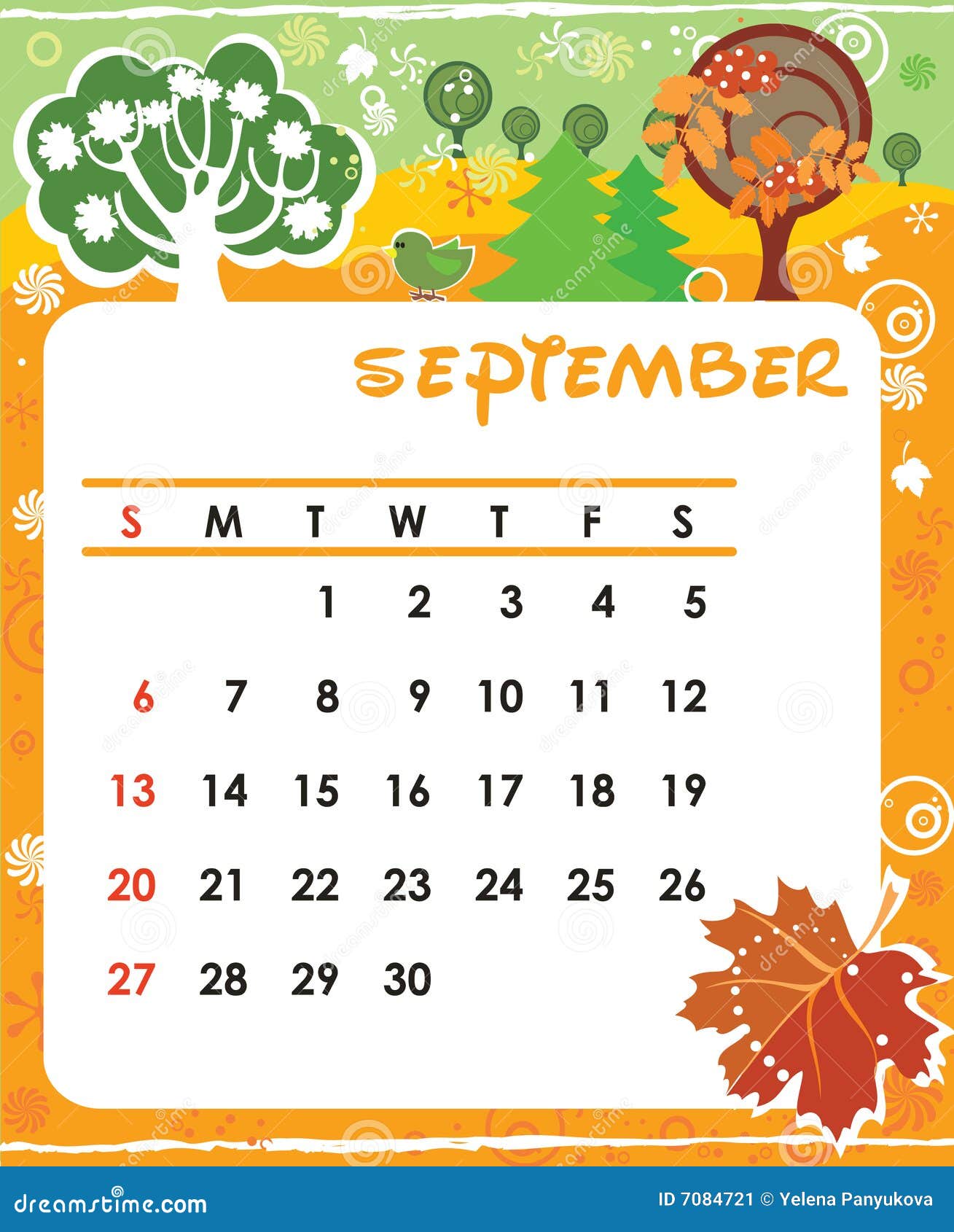 September stock vector. Illustration of grass, design - 7084721