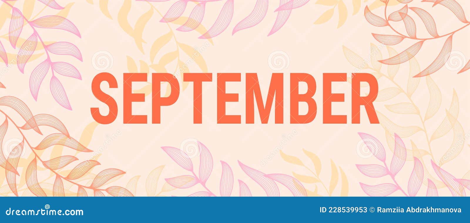 September Banner with Leaves. Abstract Vector English Template Stock ...
