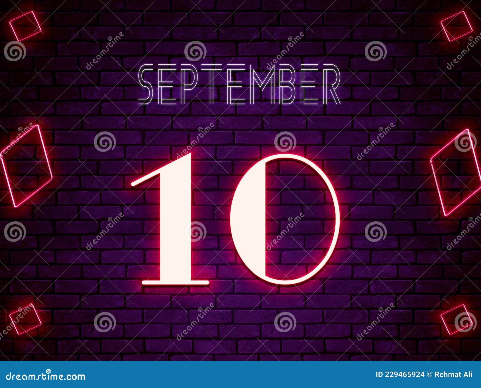 September 10, Calendar of September, Bricks Background with Empty Space ...