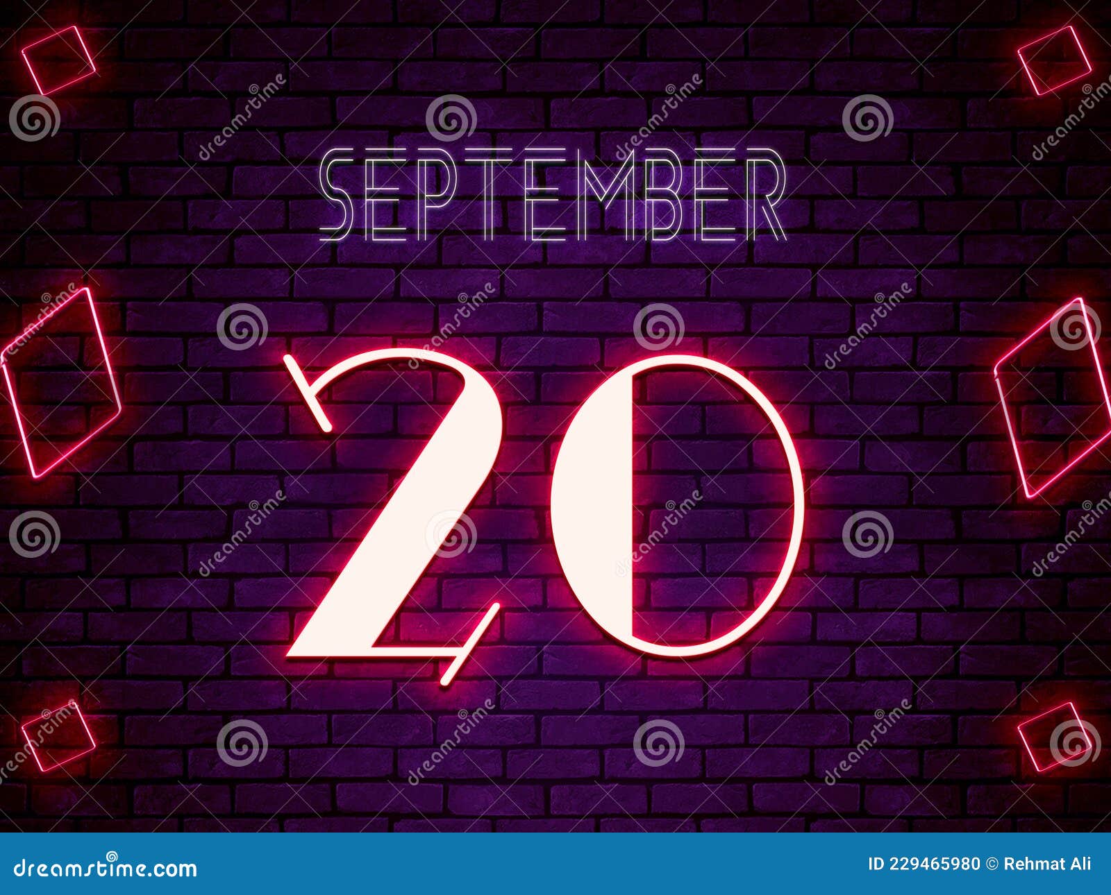 September 20, Calendar of September, Bricks Background with Empty Space ...