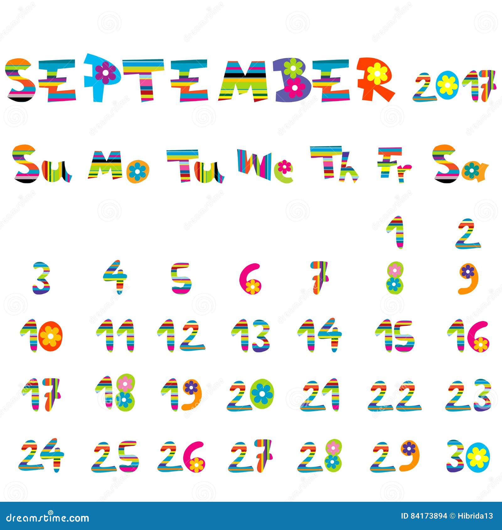 September 2017 calendar stock vector. Illustration of agenda - 84173894