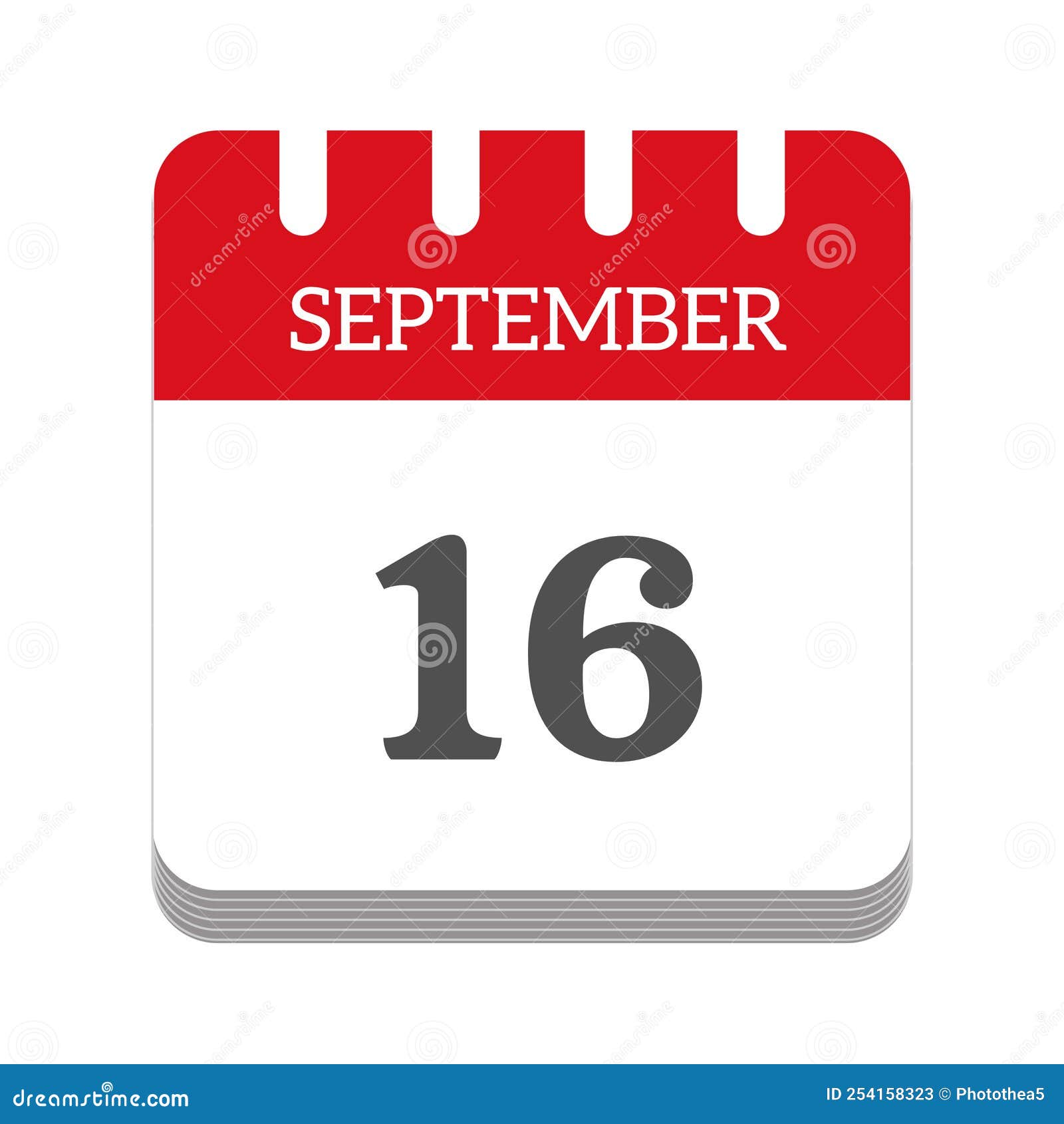 September 16 Calendar Flat Icon Stock Illustration - Illustration of ...