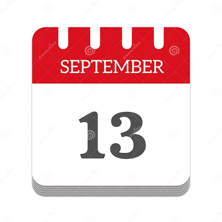 September 13 Calendar Flat Icon Stock Illustration - Illustration of ...