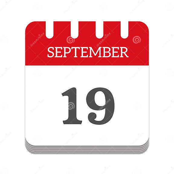 September 19 Calendar Flat Icon Stock Illustration - Illustration of ...