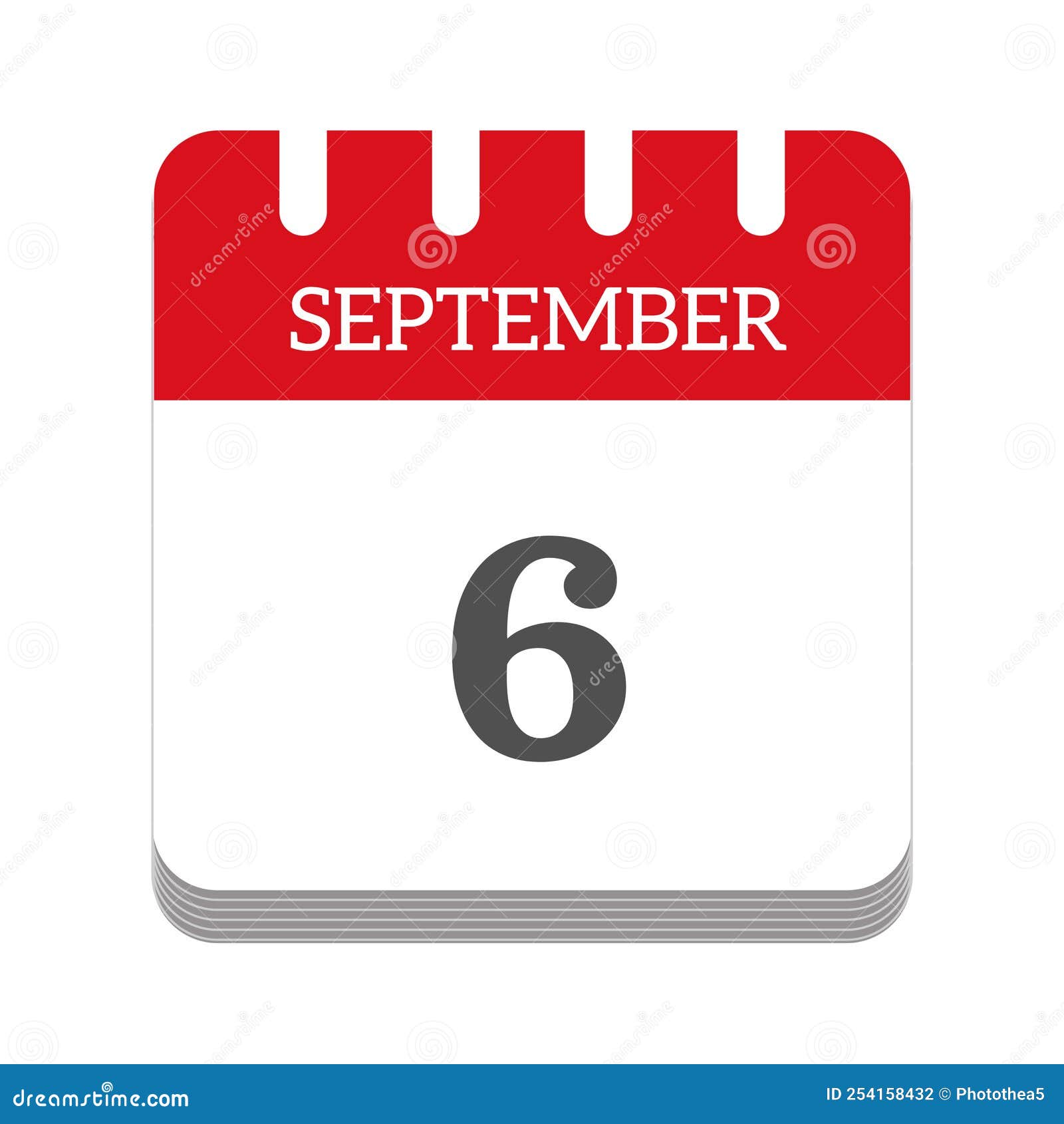 September 6 Calendar Flat Icon Stock Illustration - Illustration of ...
