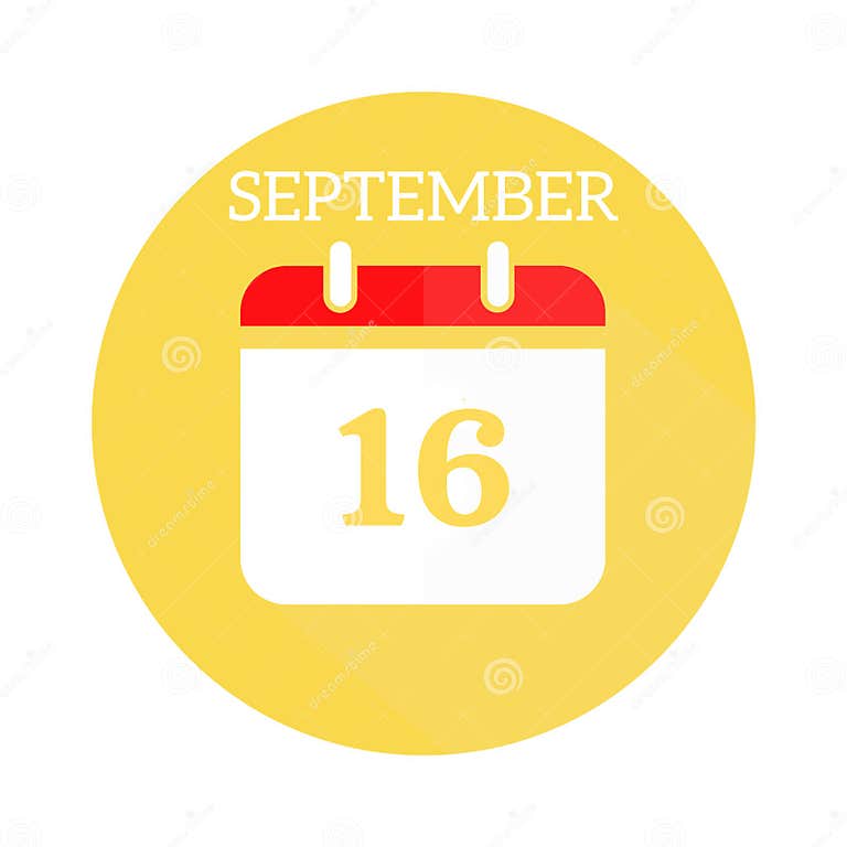 September 16 Calendar Flat Icon Stock Illustration - Illustration of ...
