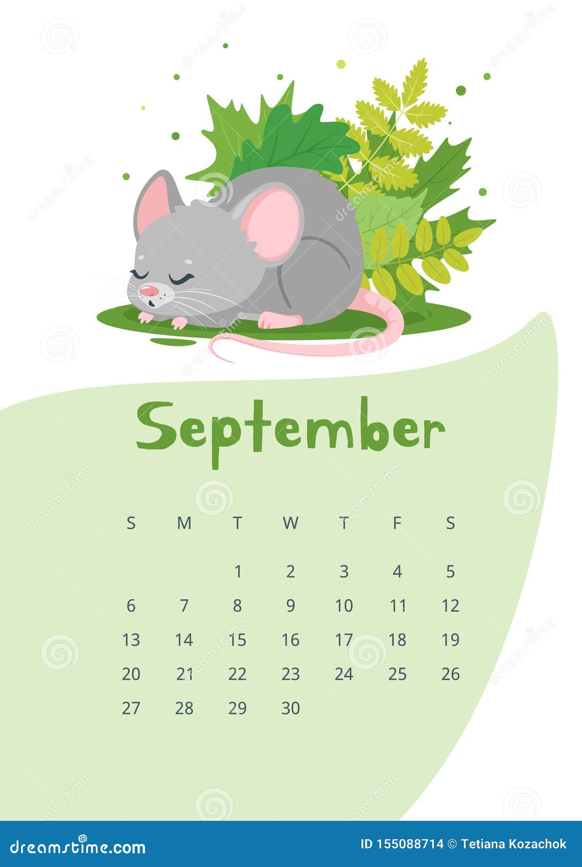 September Calendar Flat Vector Template Stock Vector - Illustration of ...