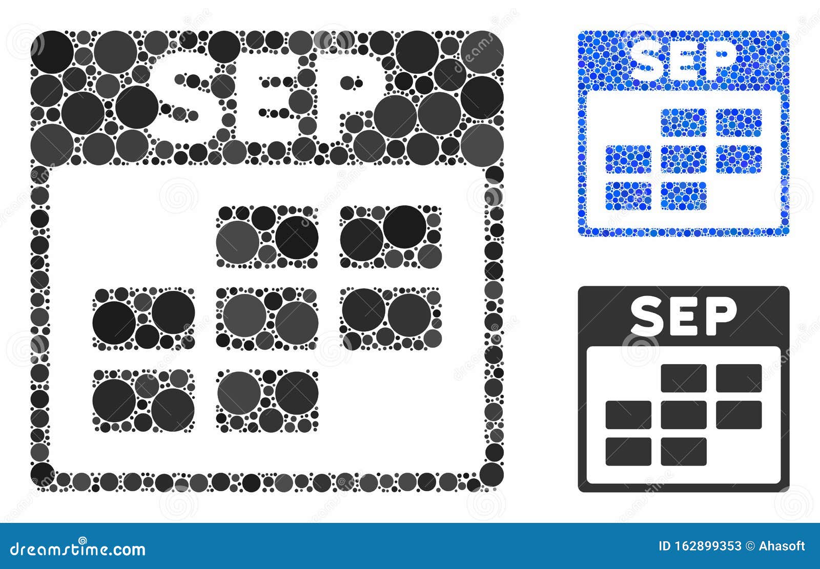 September Calendar Grid Mosaic Icon of Circle Dots Stock Illustration ...