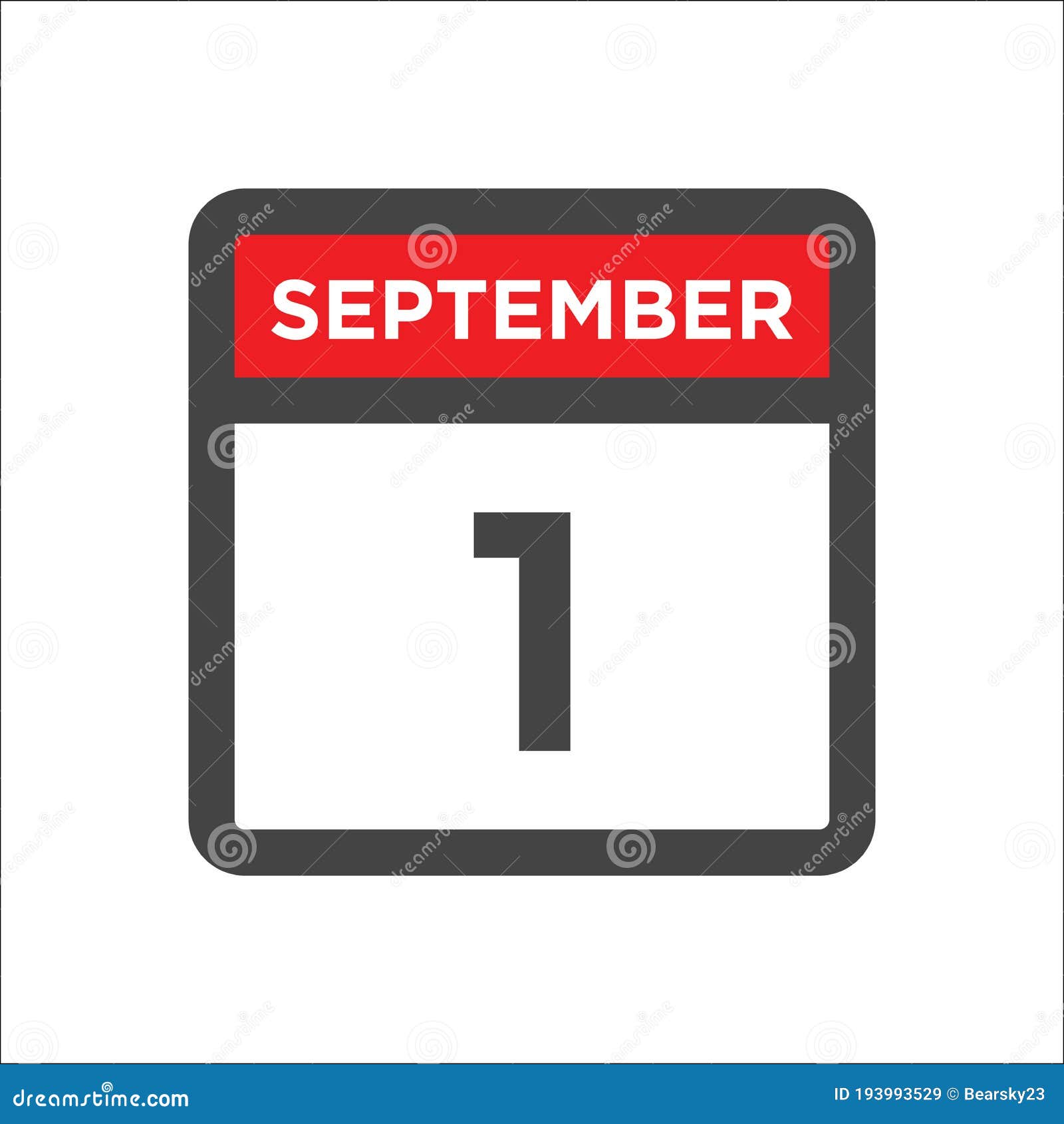 September 1 Calendar Icon with Day and Month Stock Vector ...