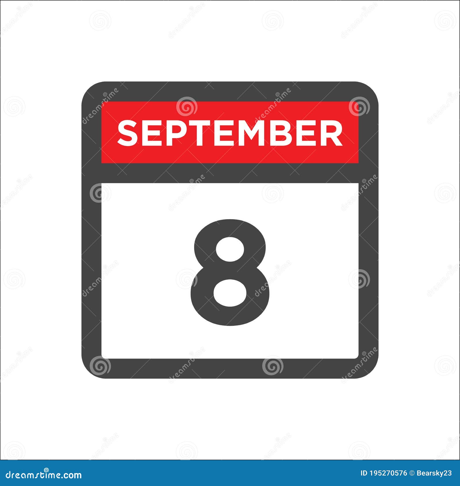 September 8 Calendar Icon with Day and Month Stock Vector ...