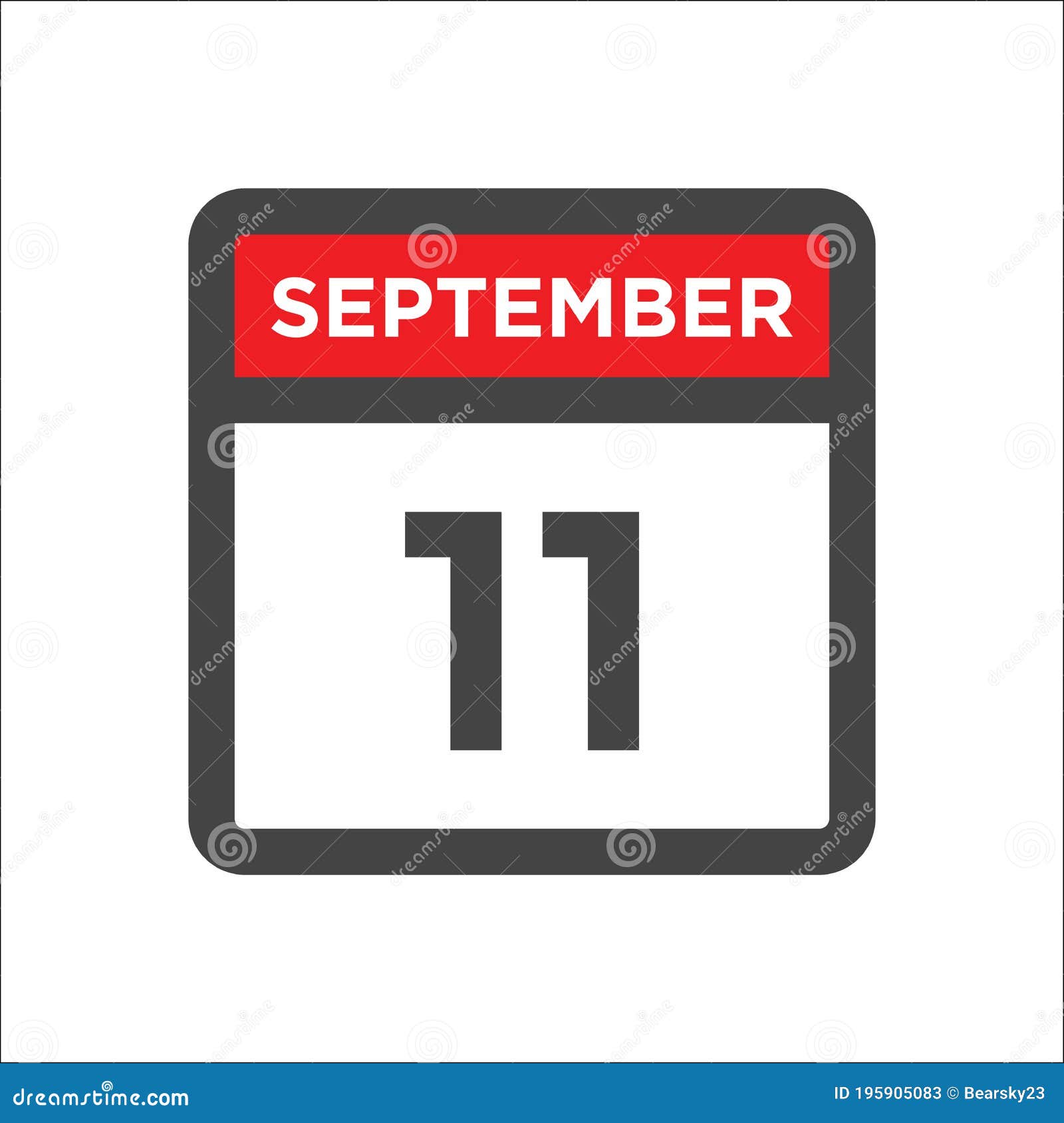 September 11 Calendar Icon with Day and Month Stock Vector ...