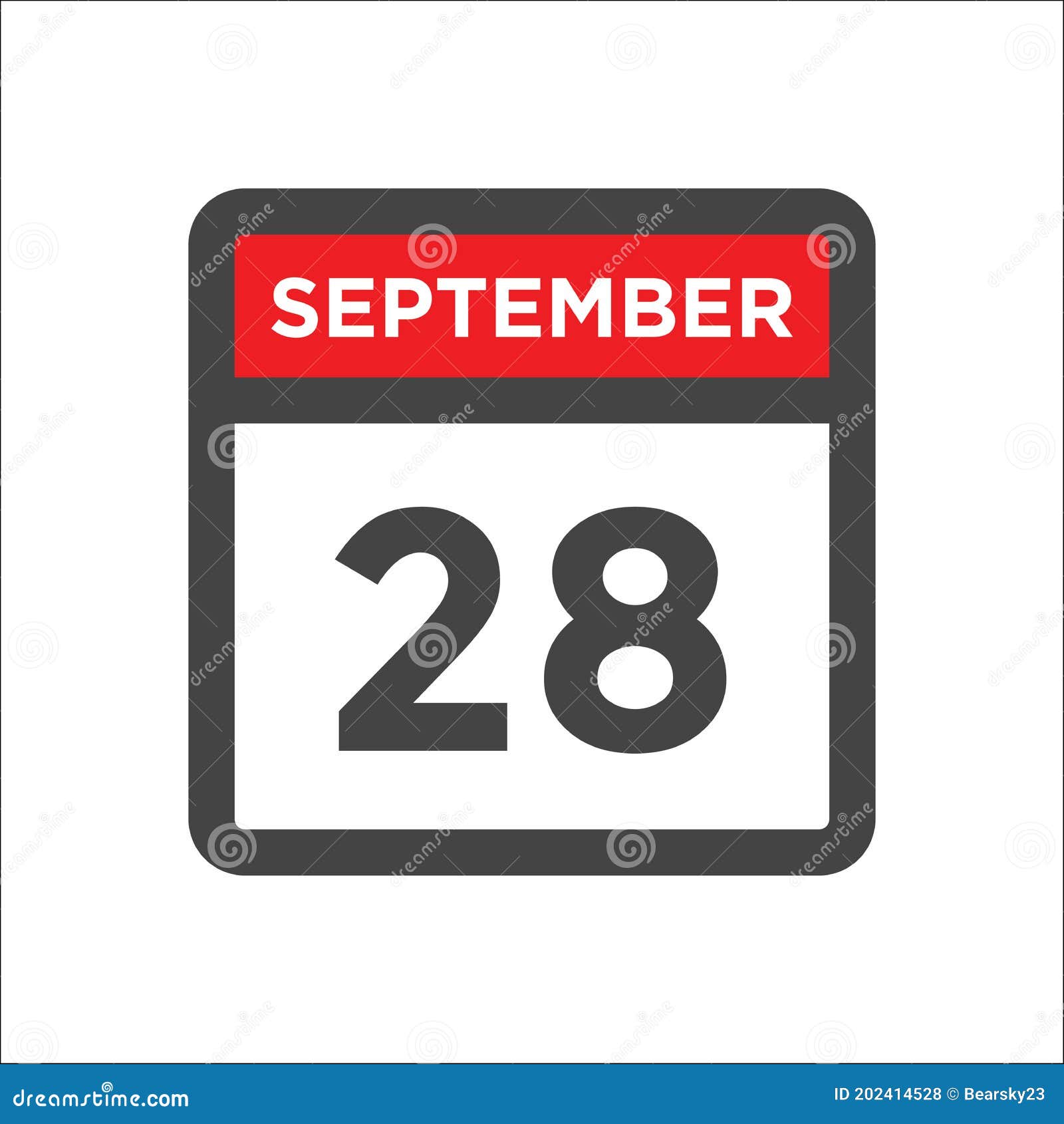 September 28 Calendar Icon with Day and Month Stock Vector ...