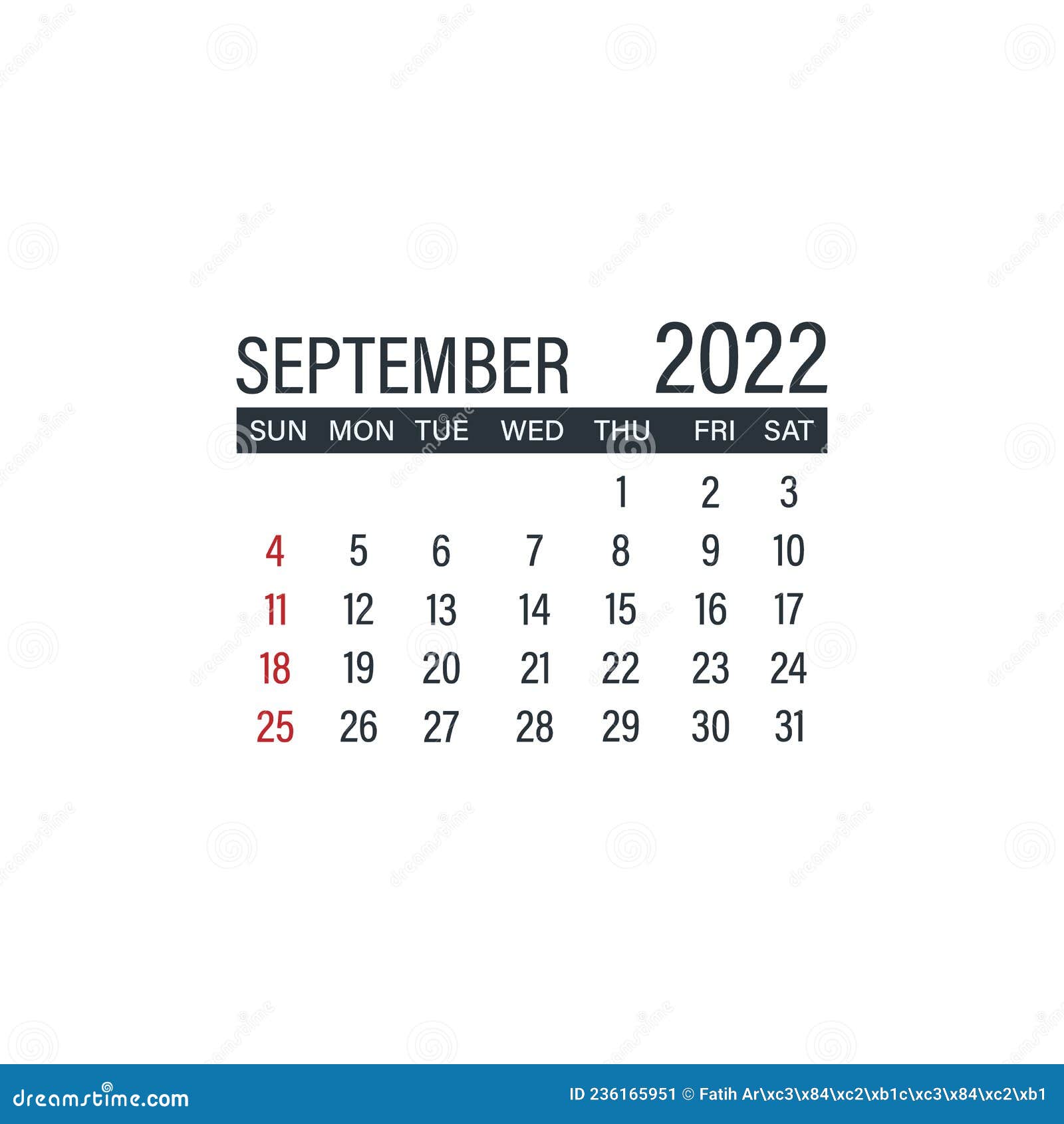 September 2022, Calendar Icon. Day Month Year. Flat Vector Illustration ...