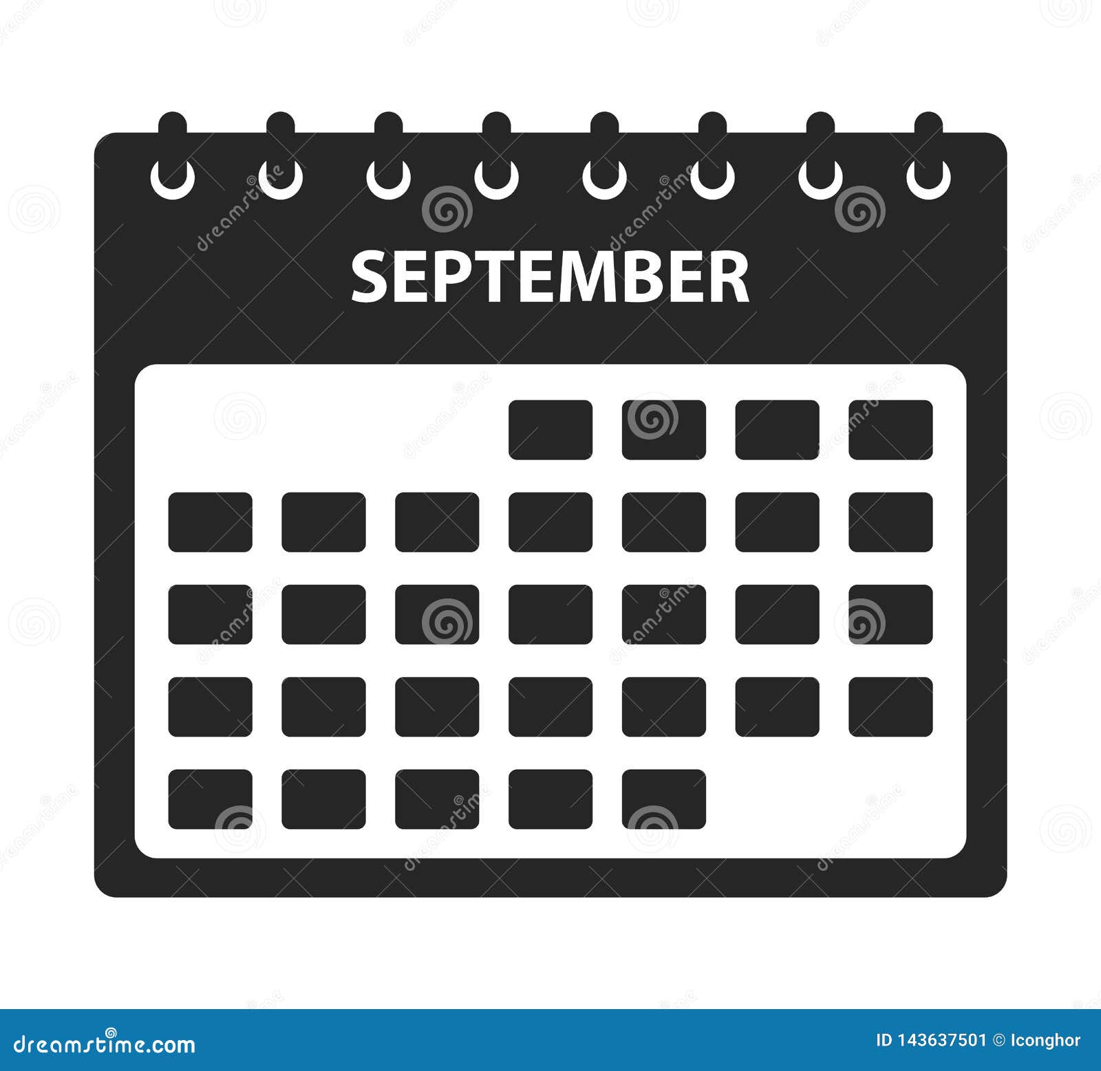 September Calendar Icon. stock vector. Illustration of graphic - 143637501