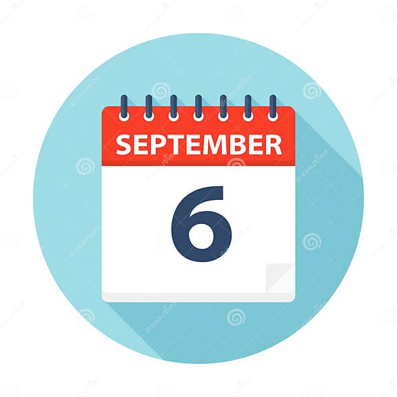 September 6 - Calendar Icon Stock Illustration - Illustration of date ...