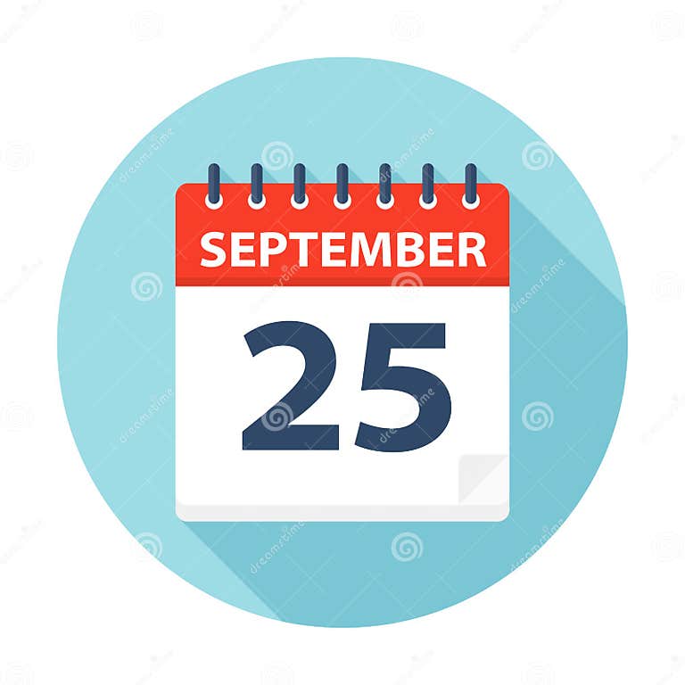 September 25 - Calendar Icon Stock Illustration - Illustration of ...