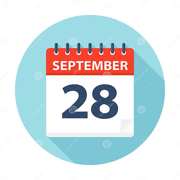 September 28 - Calendar Icon Stock Illustration - Illustration of time ...