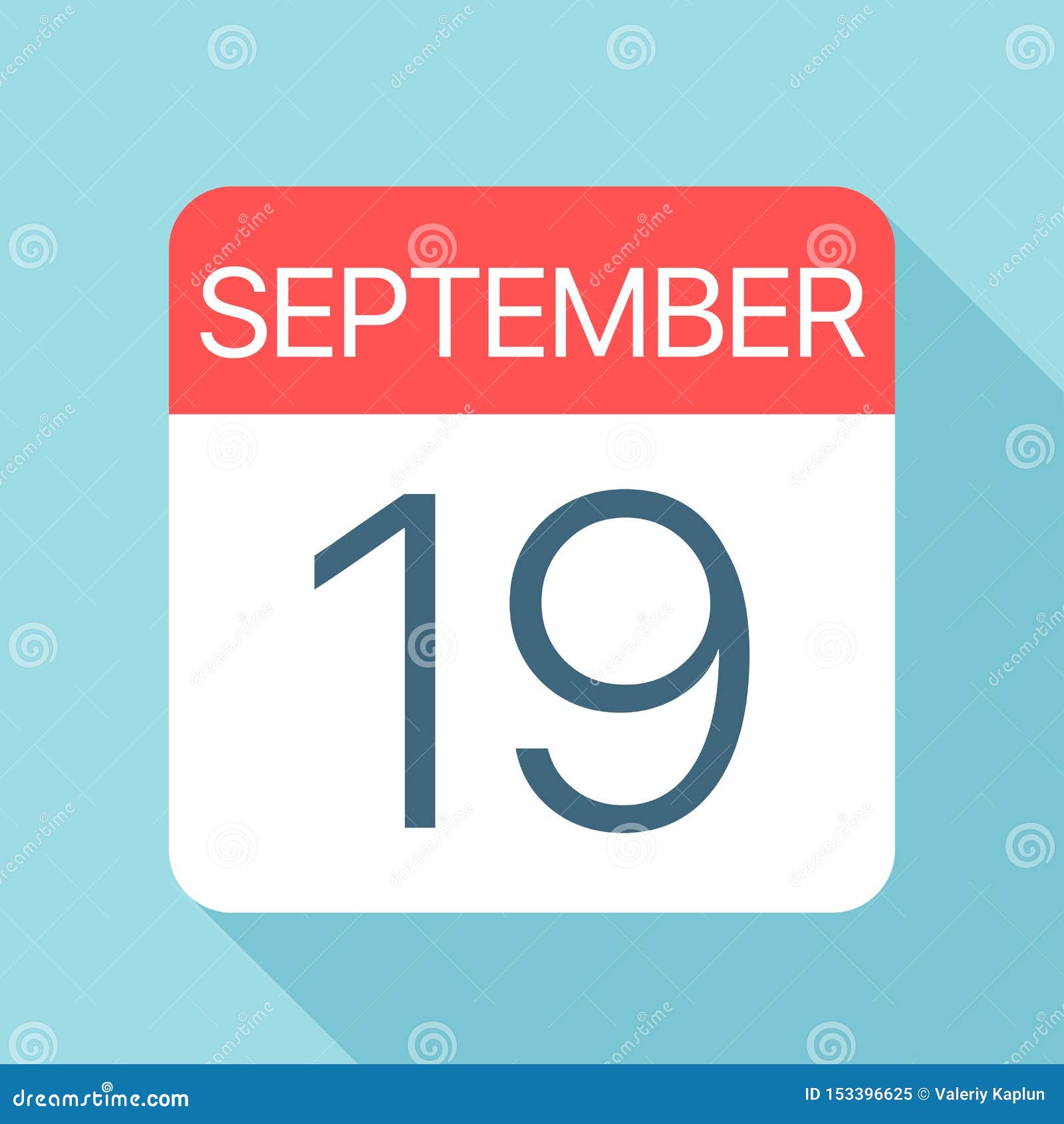 September 19 - Calendar Icon. Vector Illustration of One Day of Month ...