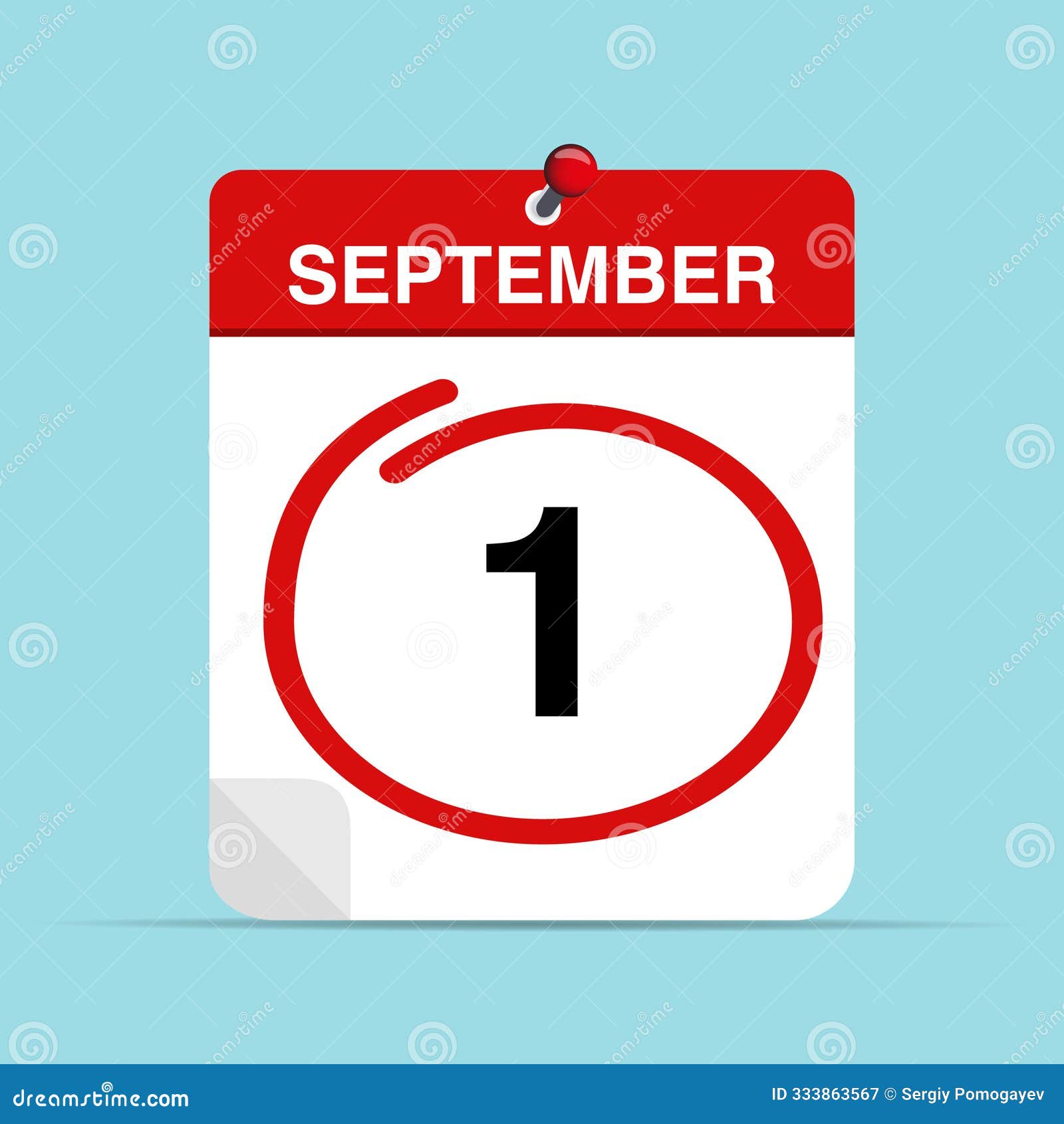 September 1 Calendar Leaf with Red Mark Stock Vector - Illustration of ...