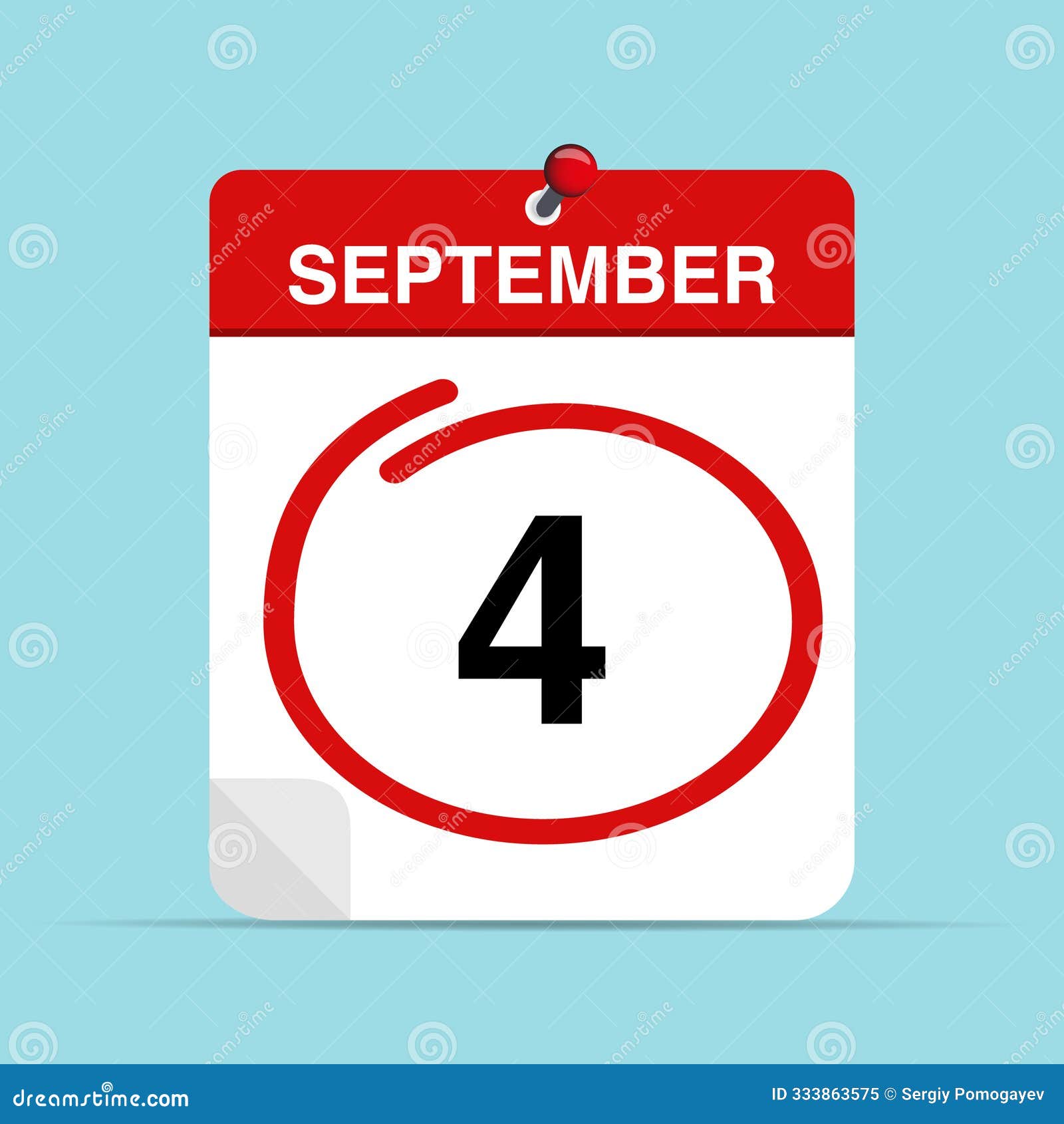 September 4 Calendar Leaf with Red Mark Stock Illustration ...