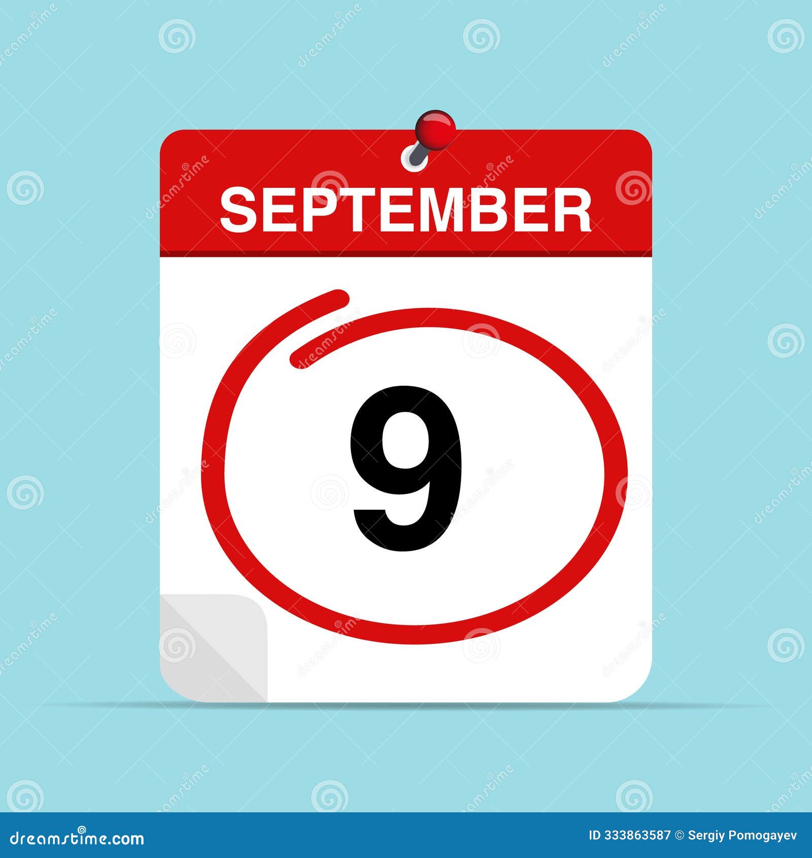 September 9 Calendar Leaf with Red Mark Stock Illustration ...