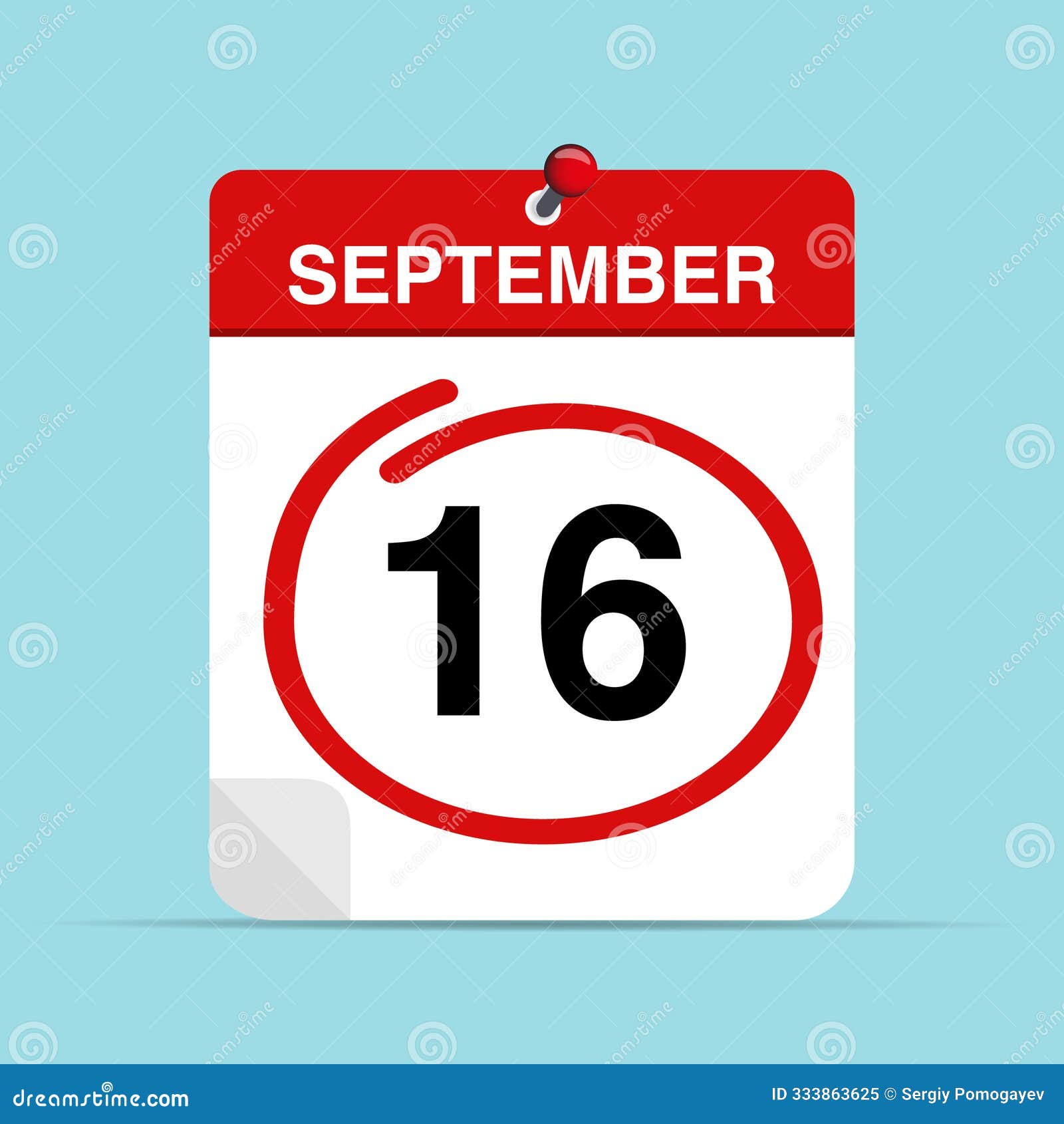 September 16 Calendar Leaf with Red Mark Stock Illustration ...