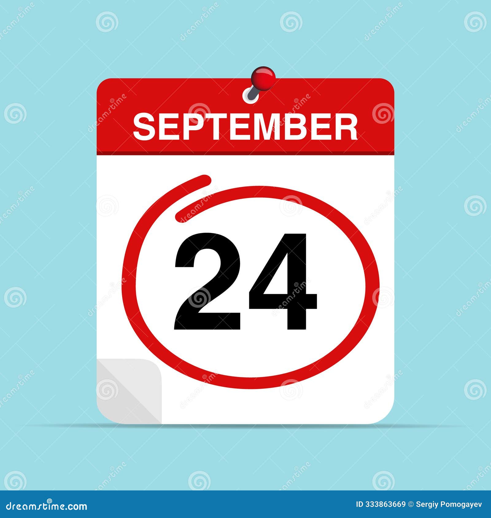 September 24 Calendar Leaf with Red Mark Stock Illustration ...