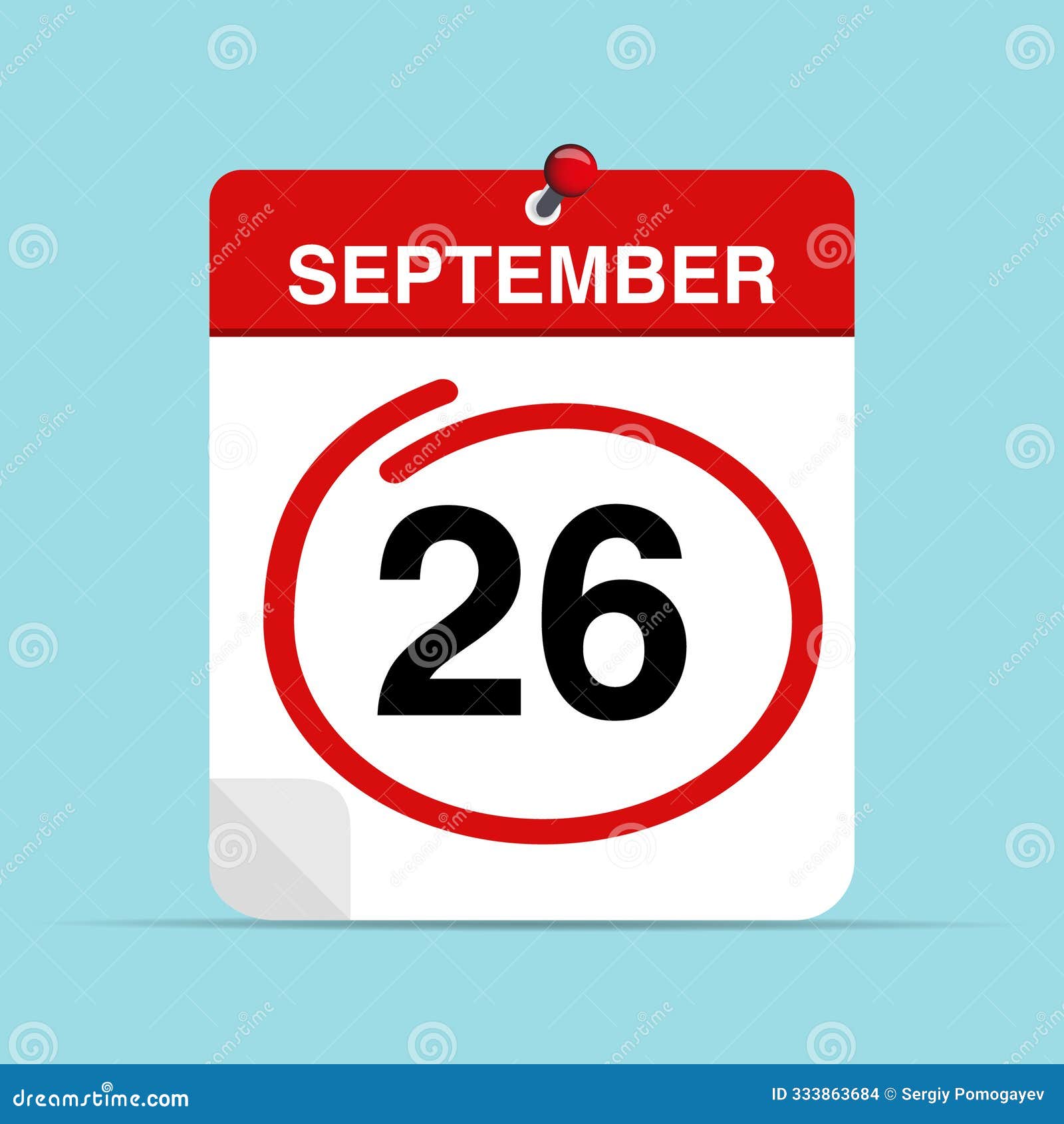 September 26 Calendar Leaf with Red Mark Stock Illustration ...