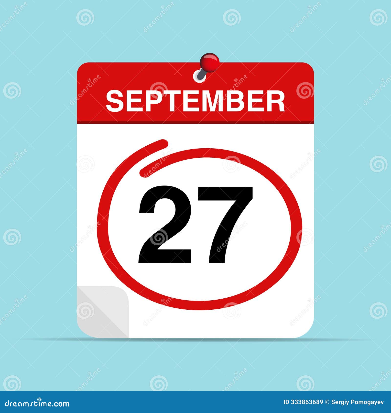September 27 Calendar Leaf with Red Mark Stock Illustration ...
