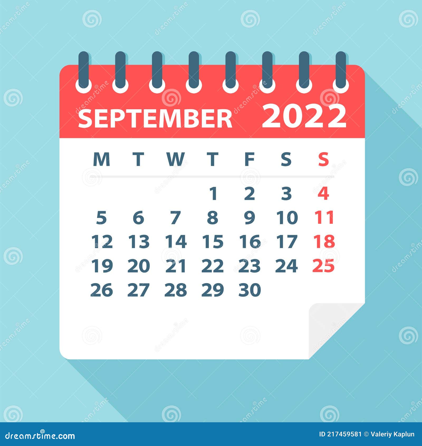 September 2022 Calendar Leaf - Vector Illustration Stock Vector ...