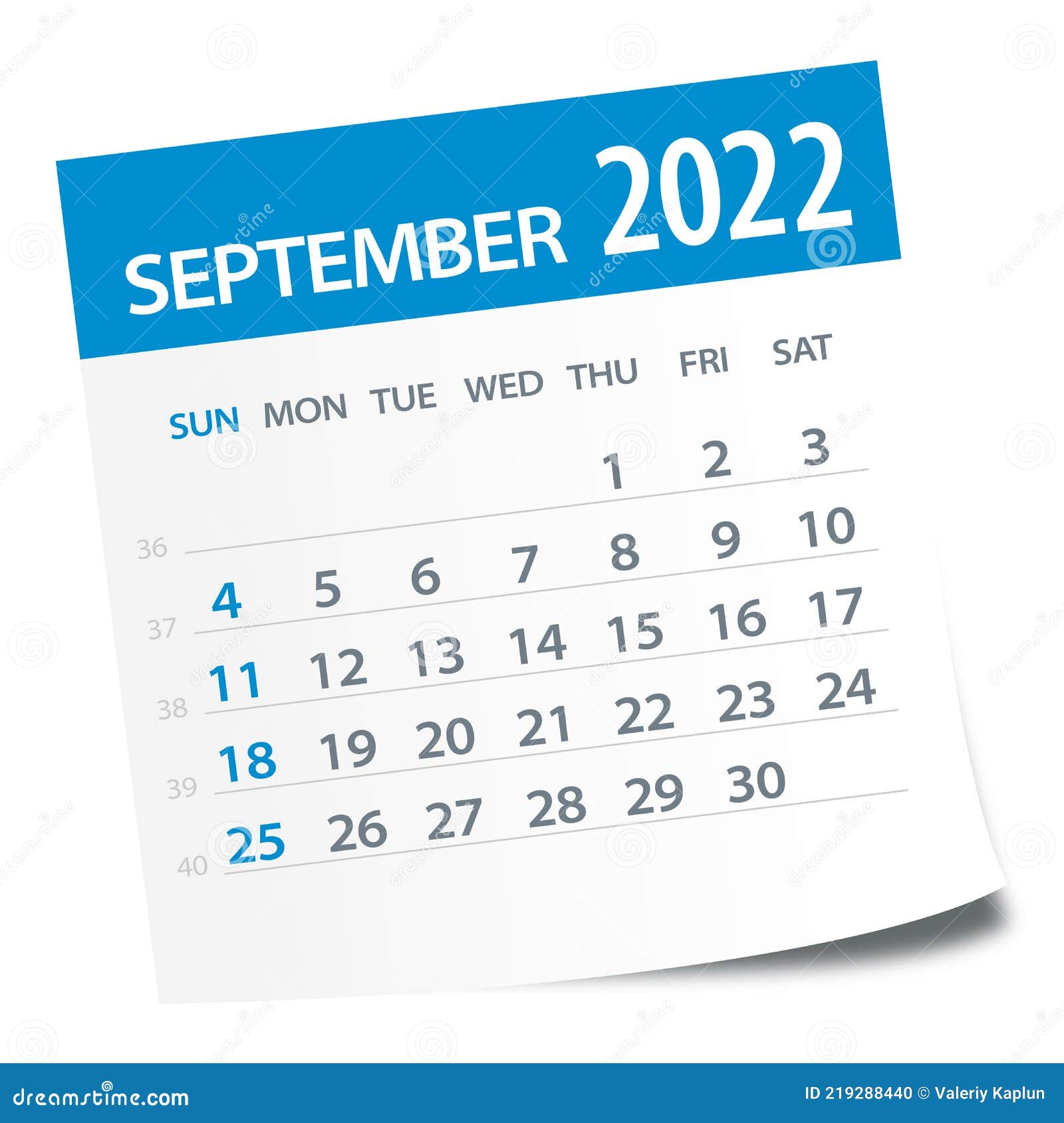 September 2022 Calendar. Vector Illustration Of A Calendar For ...