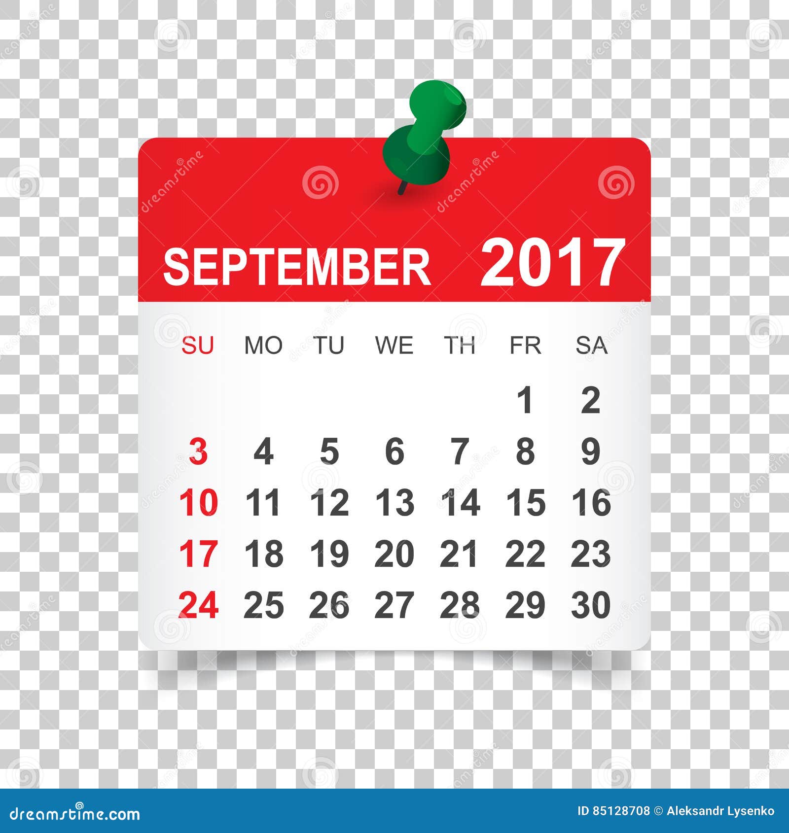 September 2017 Calendar stock vector. Illustration of september - 85128708