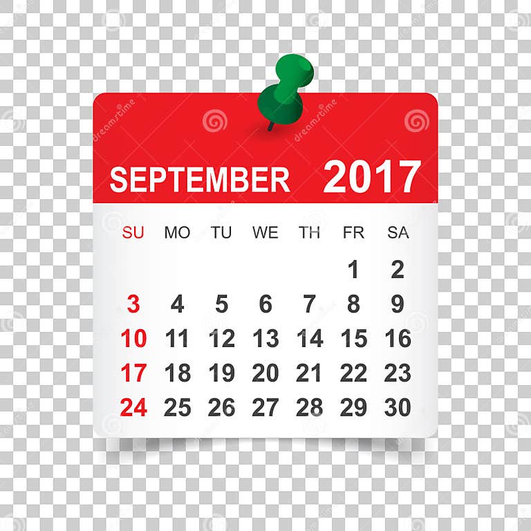 September 2017 Calendar stock vector. Illustration of september - 85128708