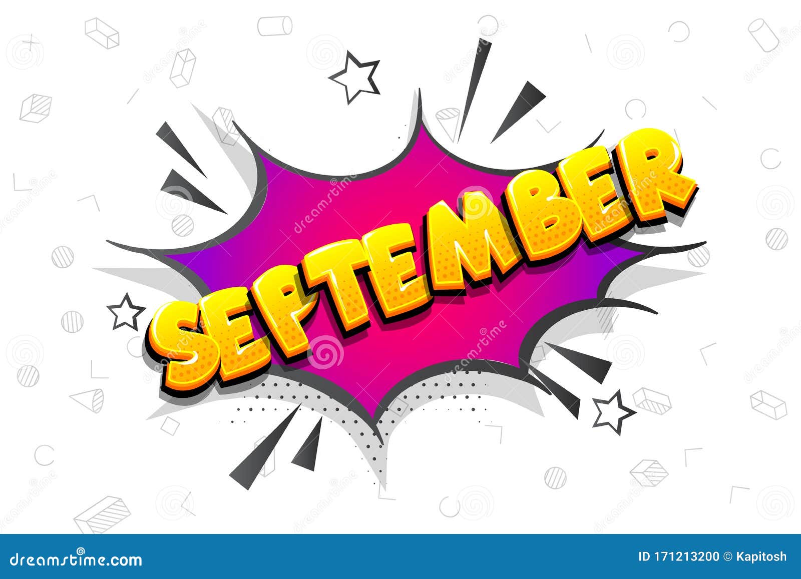 September Comic Text Speech Bubble Pop Art Stock Vector - Illustration ...