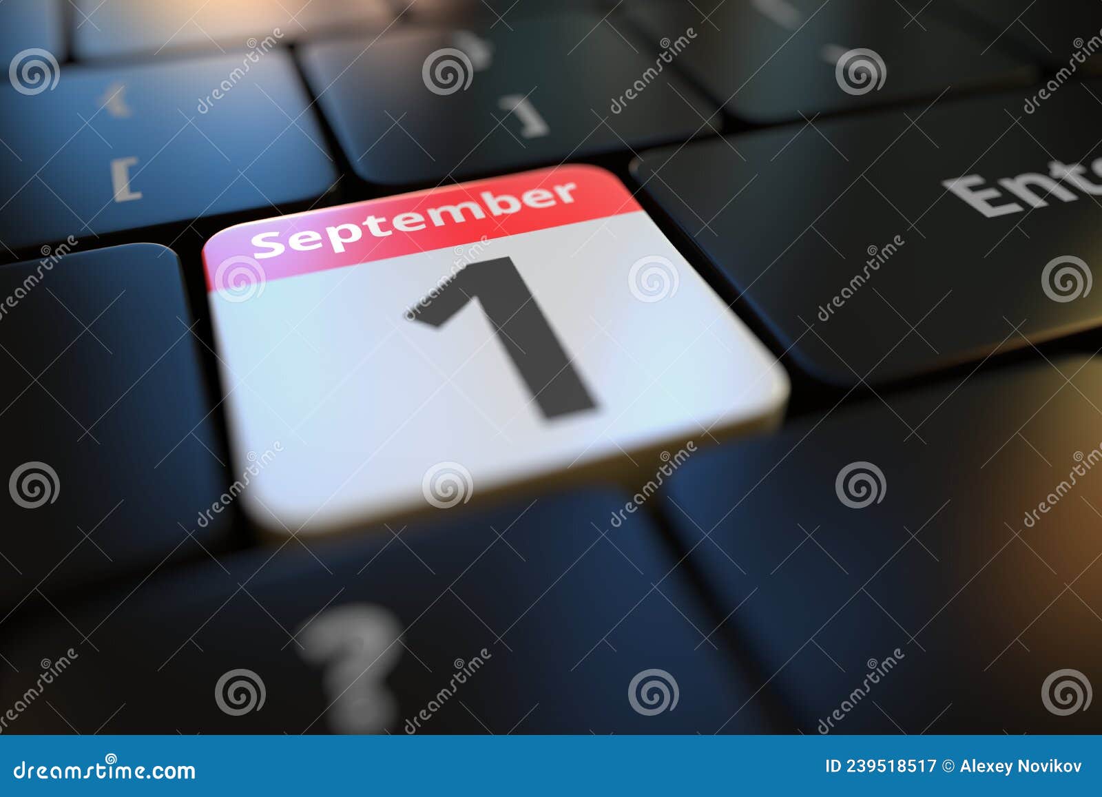 September 1 Date on a Keyboard Key, 3d Rendering Stock Illustration ...
