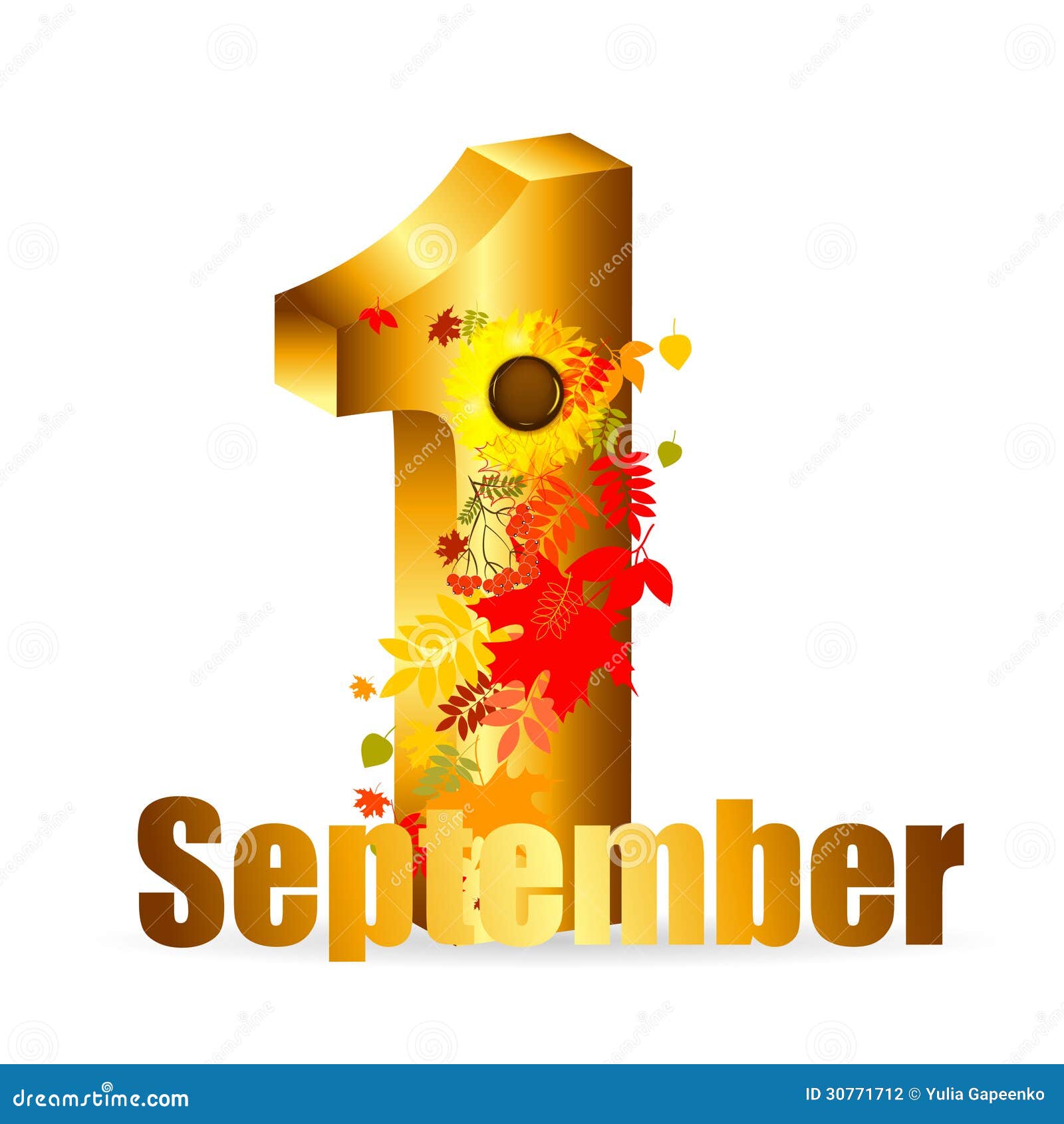 1 September Date Vector Illustration Stock Vector - Illustration of ...