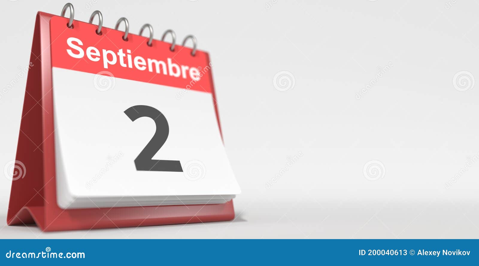 September 2 Date Written in Spanish on the Flip Calendar, 3d Rendering ...