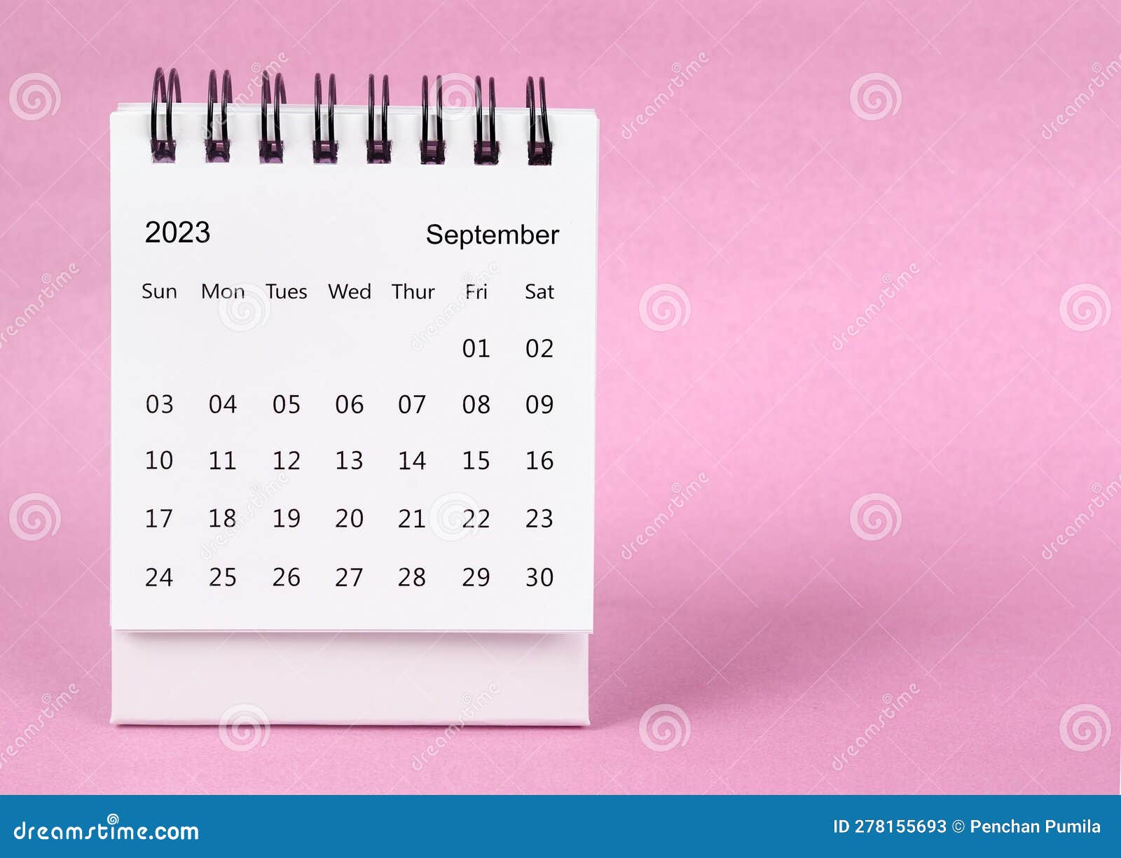 The September 2022 Desk Calendar on Pink Color Background Stock Image ...