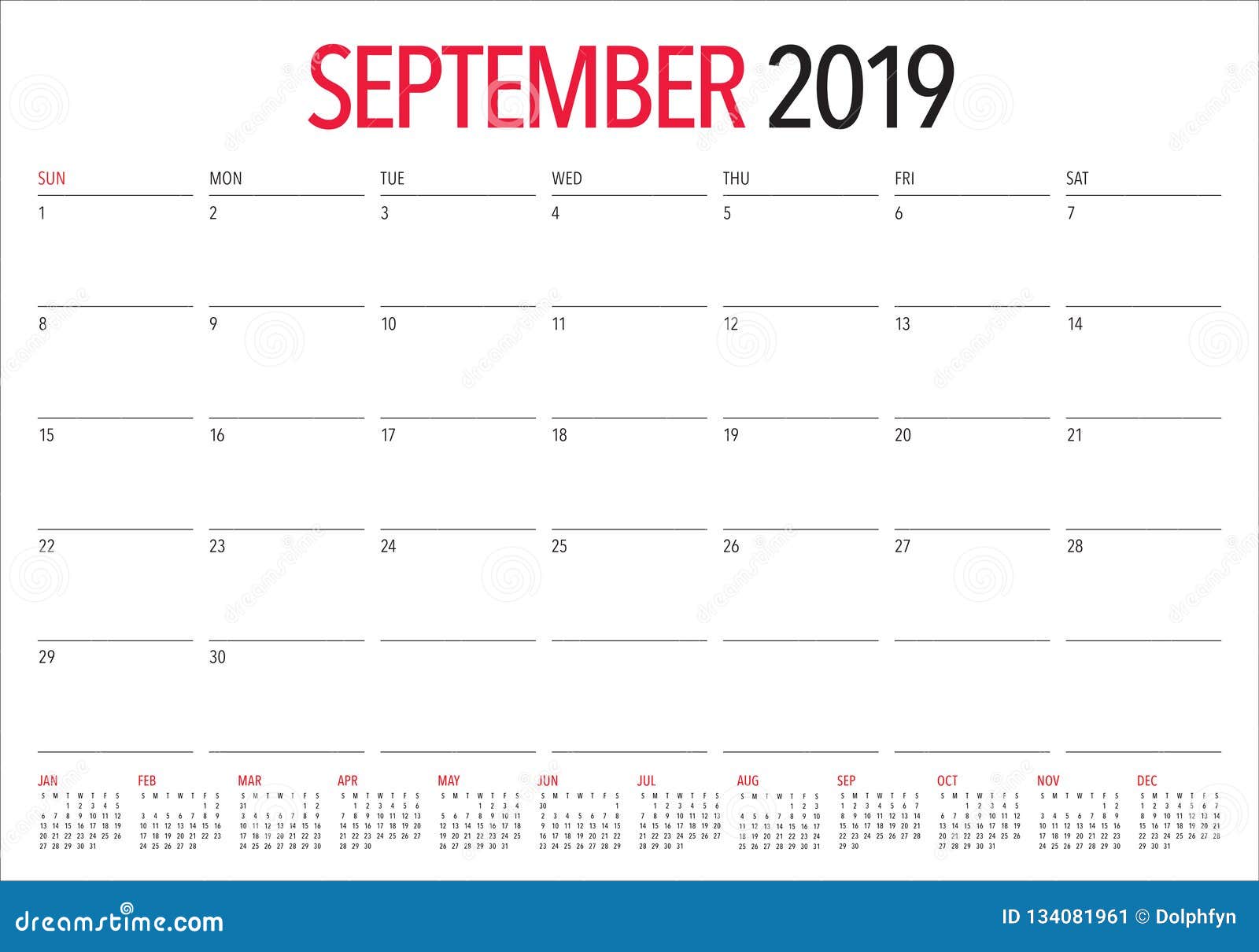 September 2019 Desk Calendar Vector Illustration Stock Vector ...