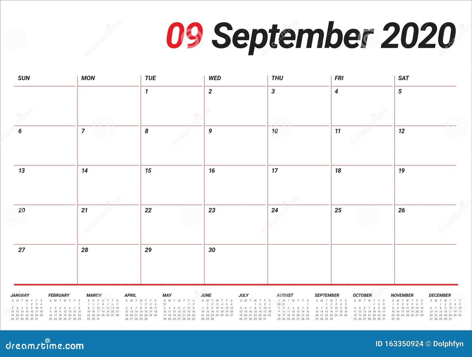 September 2020 Desk Calendar Vector Illustration Stock Vector ...