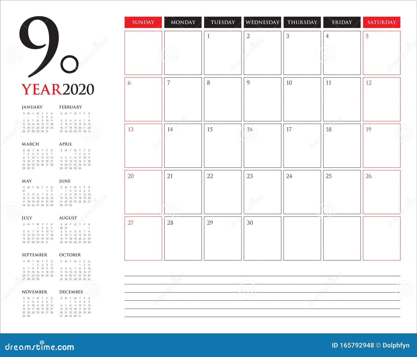 September 2020 Desk Calendar Vector Illustration Stock Vector ...