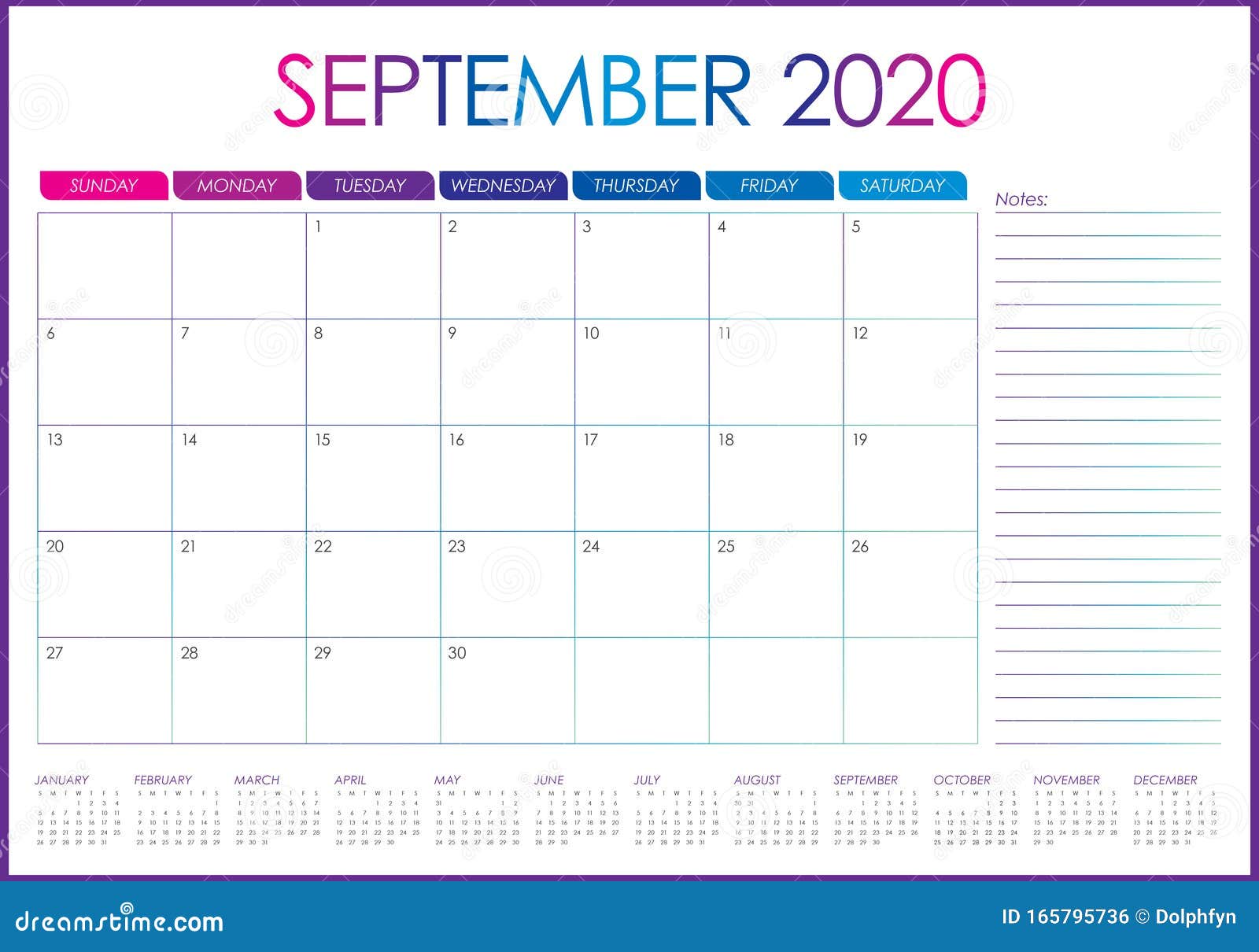 September 2020 Desk Calendar Vector Illustration Stock Vector ...