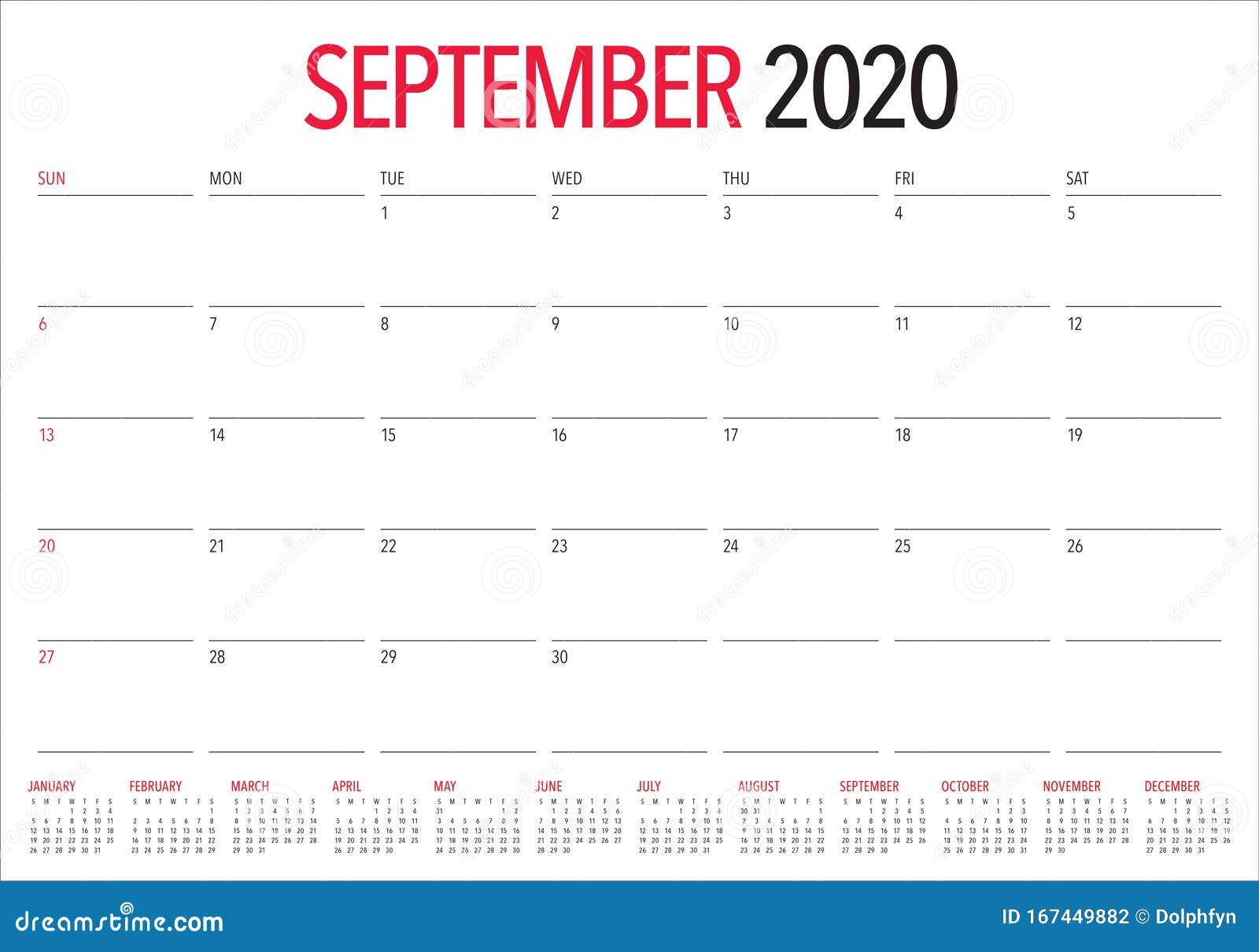 September 2020 Desk Calendar Vector Illustration Stock Vector ...