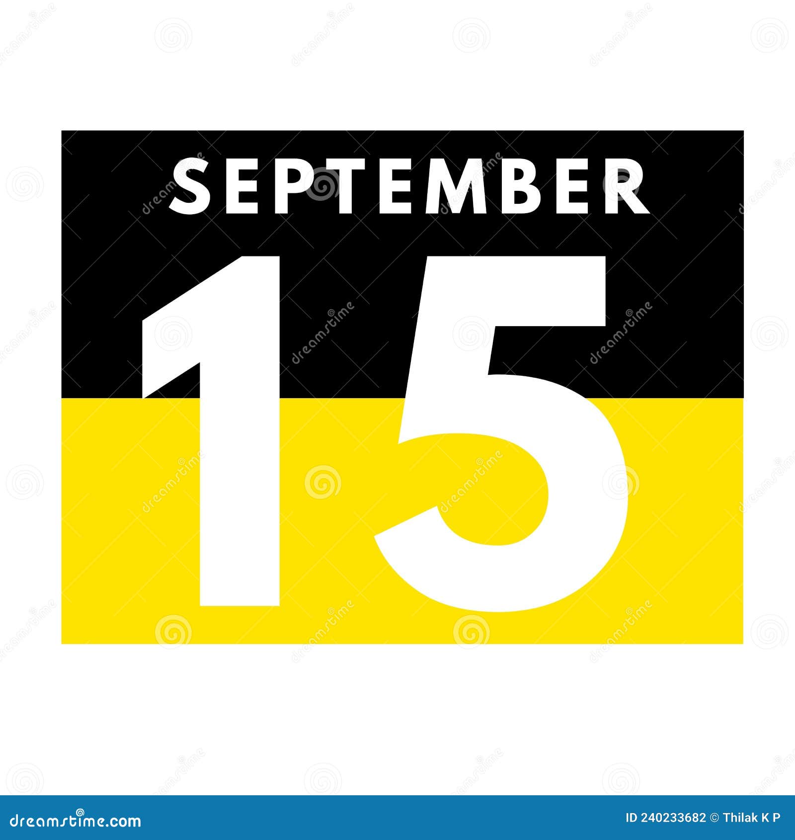 September 15 . Flat daily Calendar Icon .date ,day, Month Stock ...