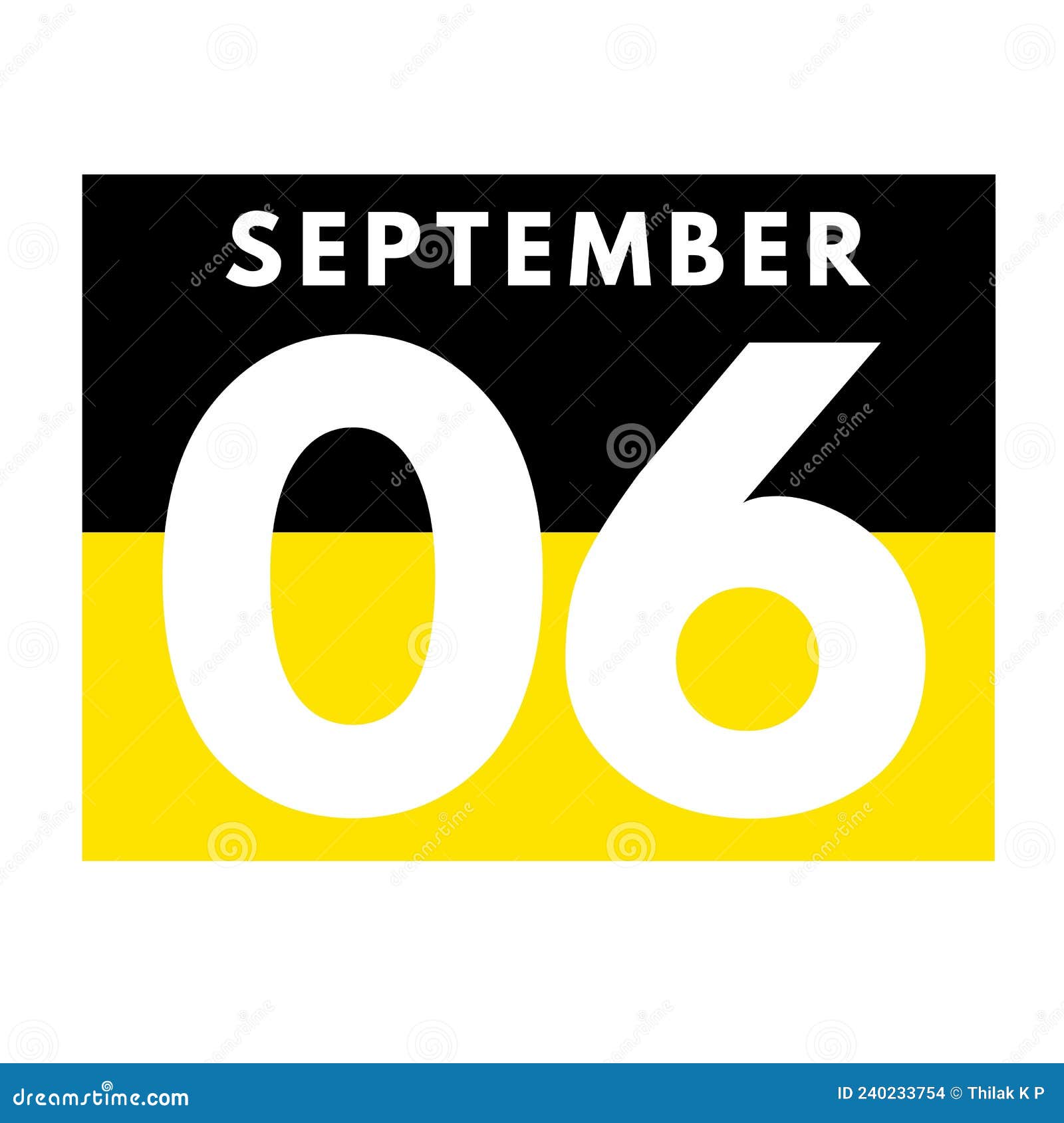September 6 . Flat daily Calendar Icon .date ,day, Month Stock ...